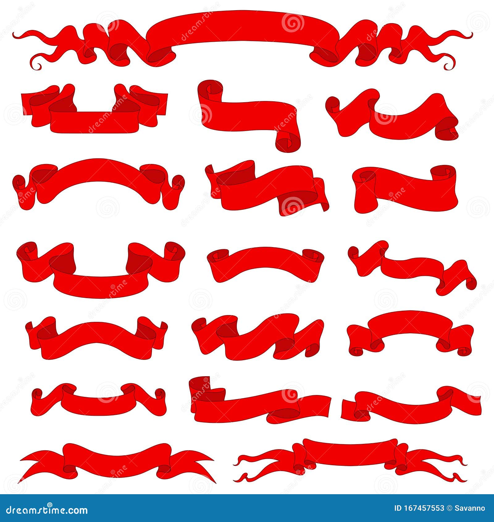 Red ribbon banners set stock vector. Illustration of shape - 167457553
