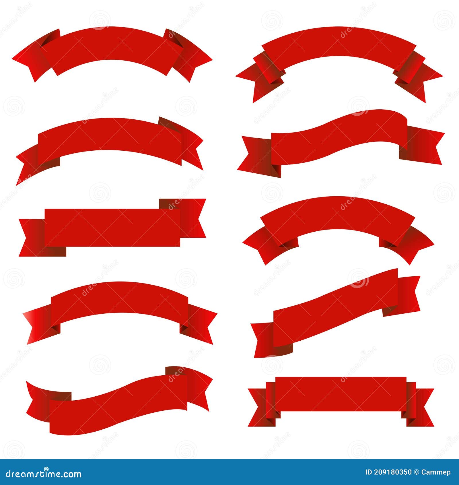 Red Ribbon Big Set Isolated Stock Vector - Illustration of abstracting ...
