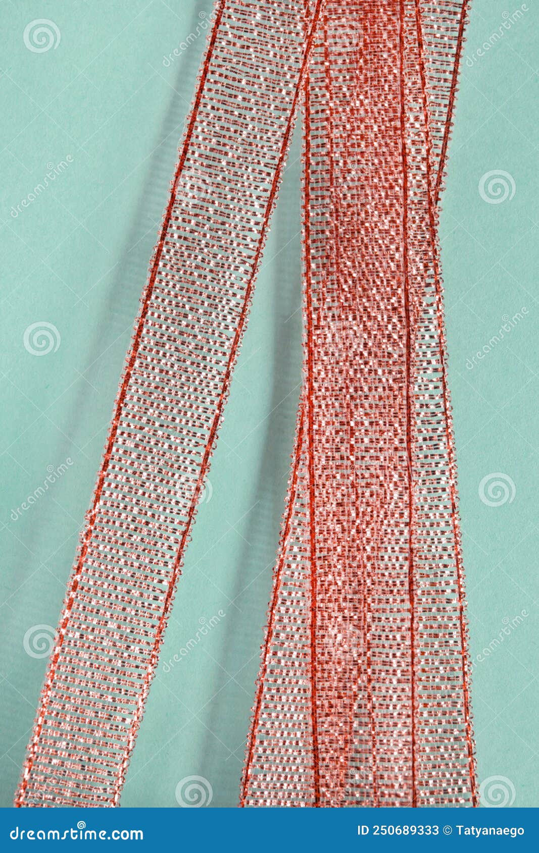 Red ribbon on blue stock image. Image of closeup, lace - 250689333