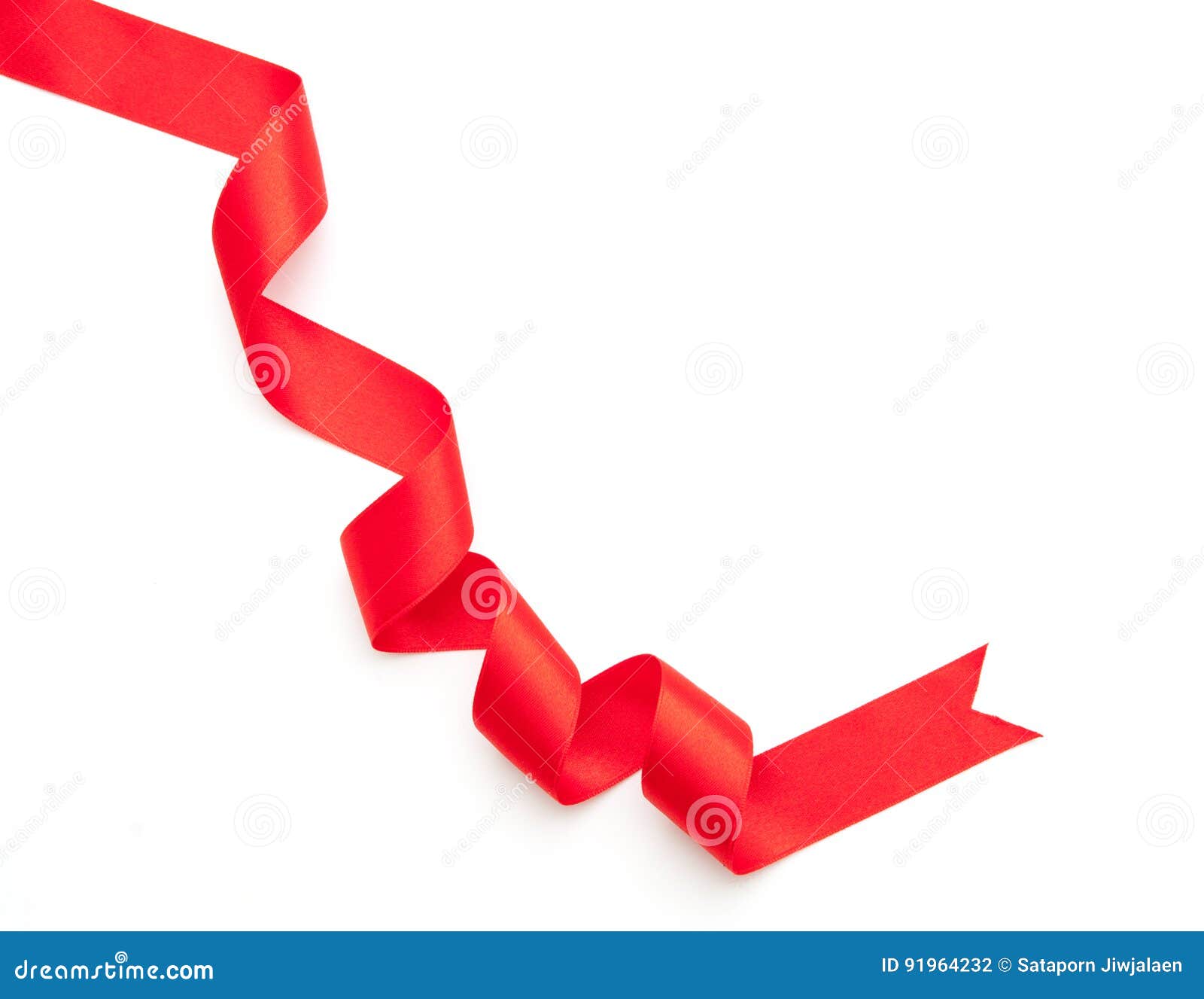 Red Ribbon Border Isolated on White Stock Photo - Image of design, gift ...