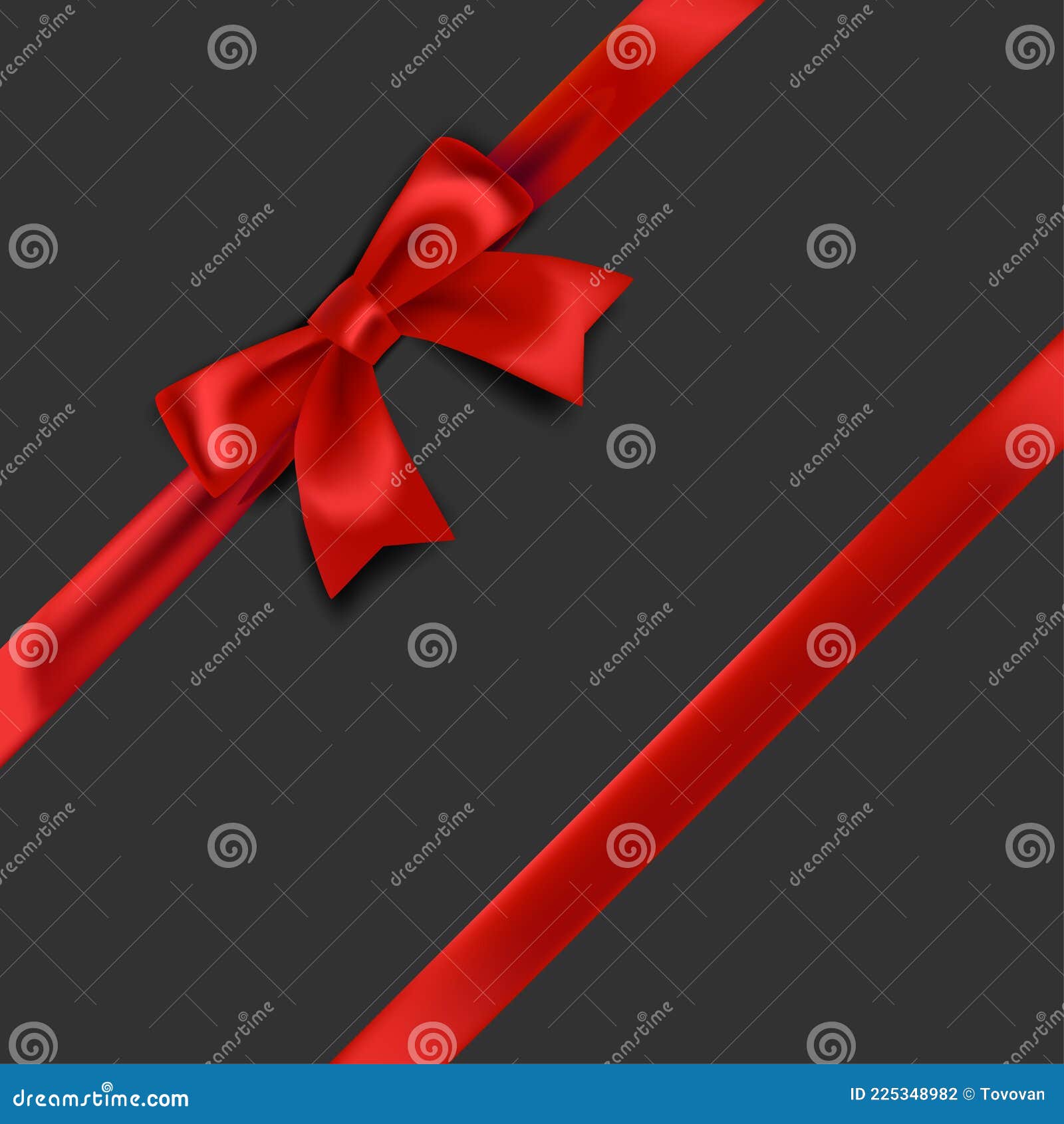 Red ribbon and bow on box stock vector. Illustration of xmas - 225348982