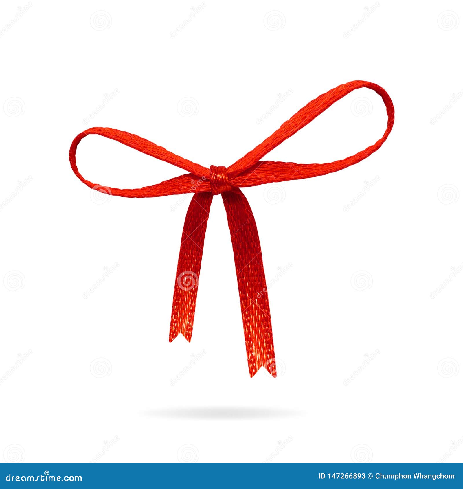 Red Ribbon Bow Isolated on White Background. Celebration Label for Your ...