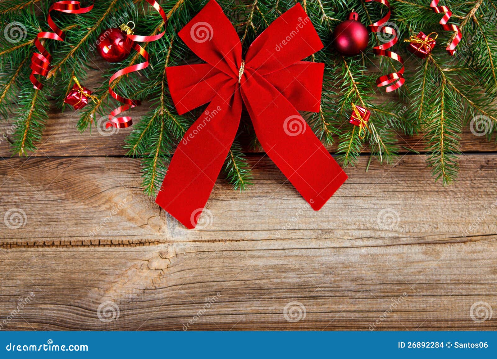 Red Ribbon Bow on Wooden Board Stock Photo - Image of commodity, green ...