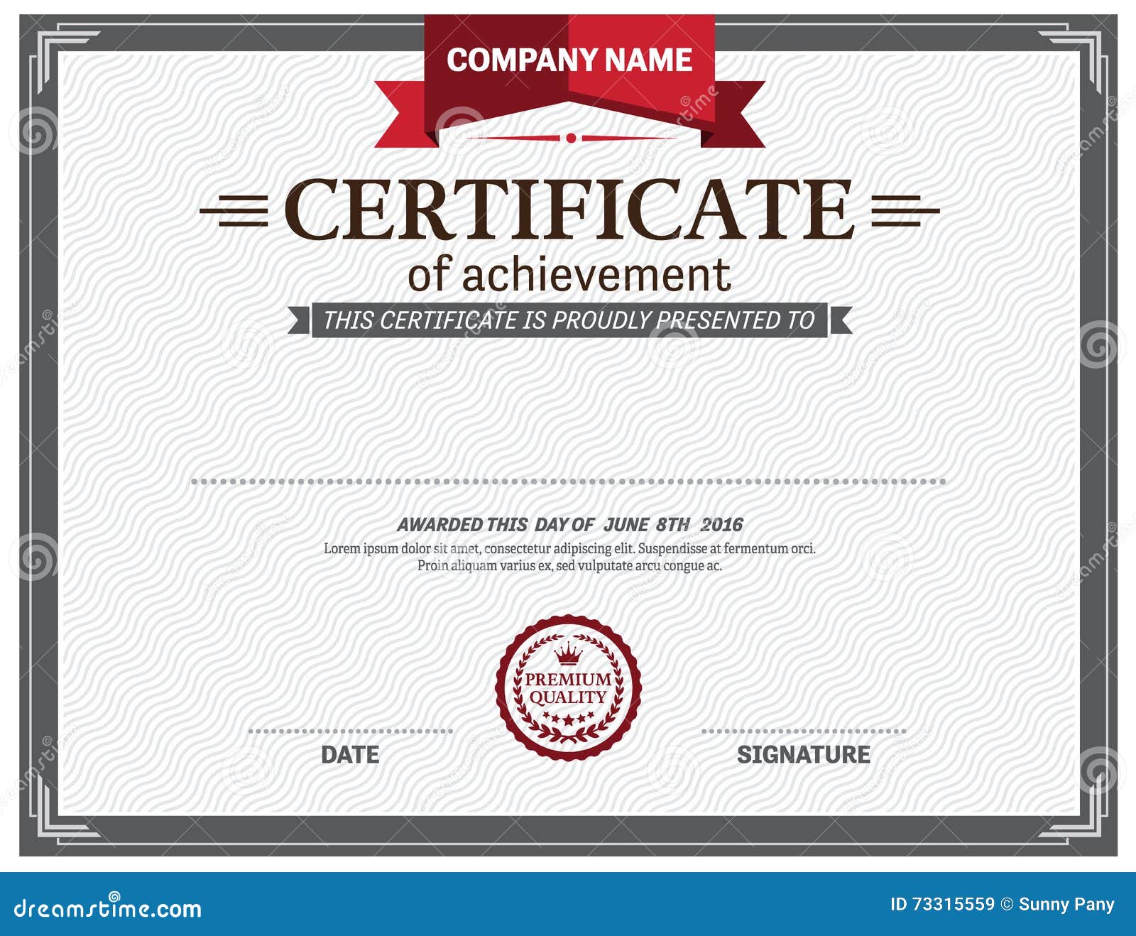 Red Ribbon Certificate Diploma Template Vector Illustration Stock ...