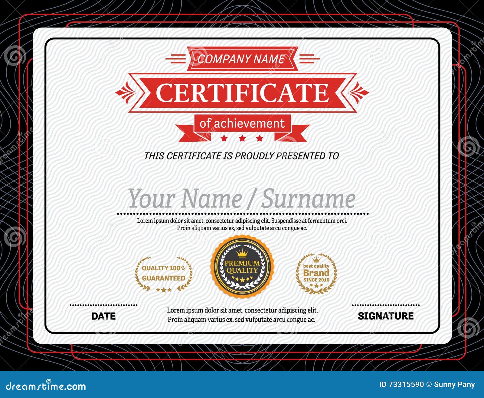 Red Ribbon Certificate Diploma Template Vector Illustration Stock ...