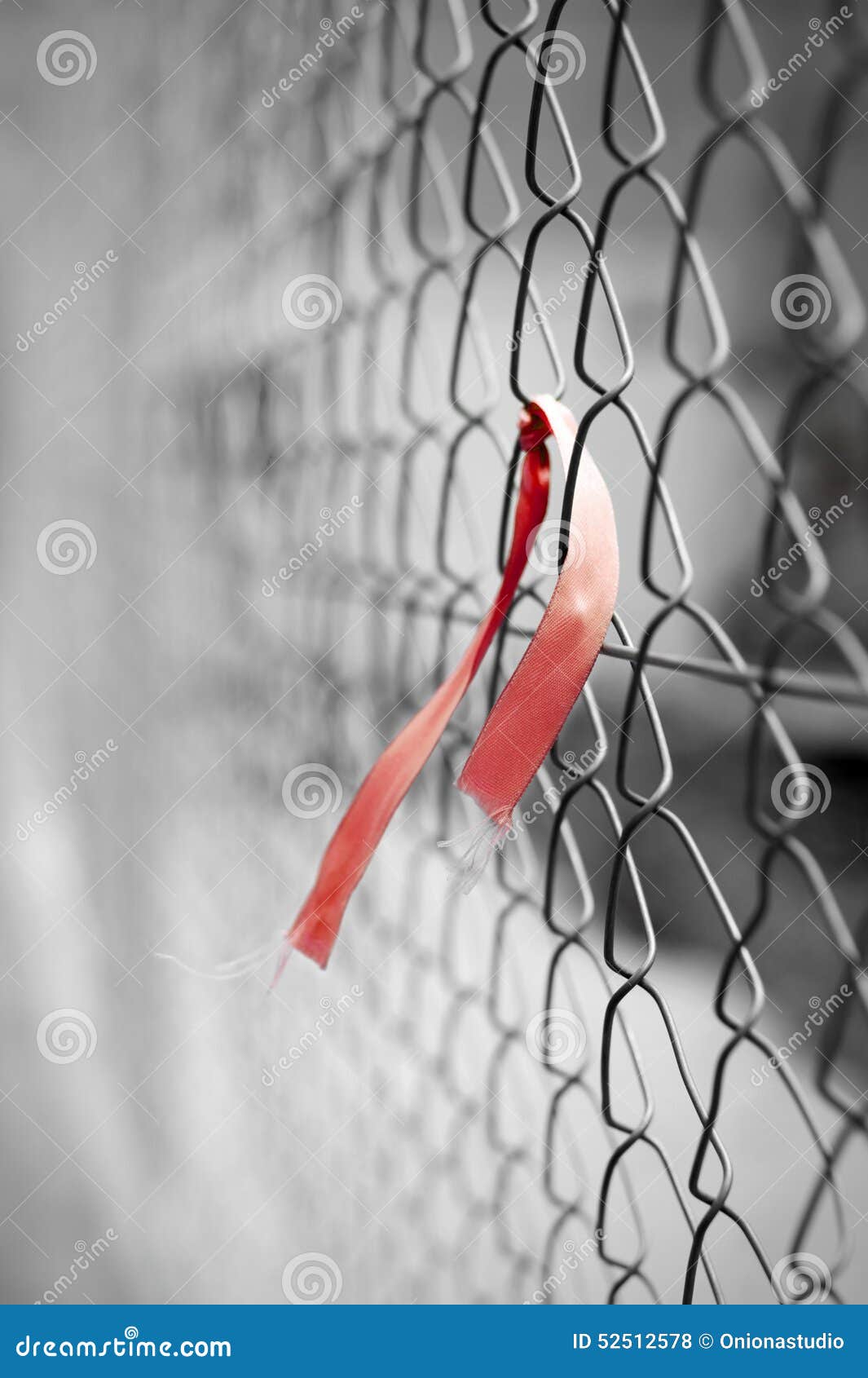 Red Ribbon On Chain Link Fence Stock Photography | CartoonDealer.com ...