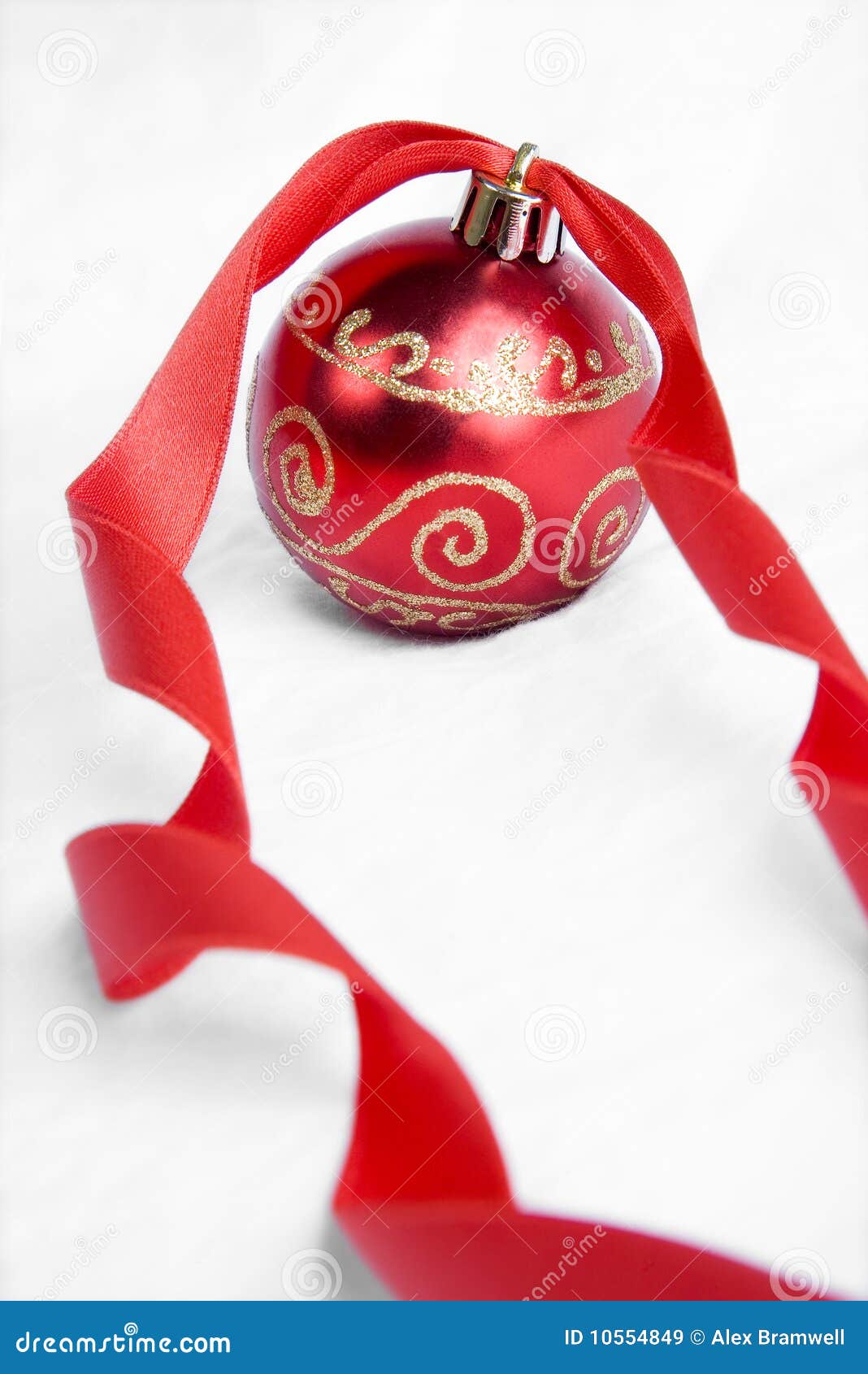 Red Ribbon Christmas Baubles Stock Image - Image of hang, shine: 10554849