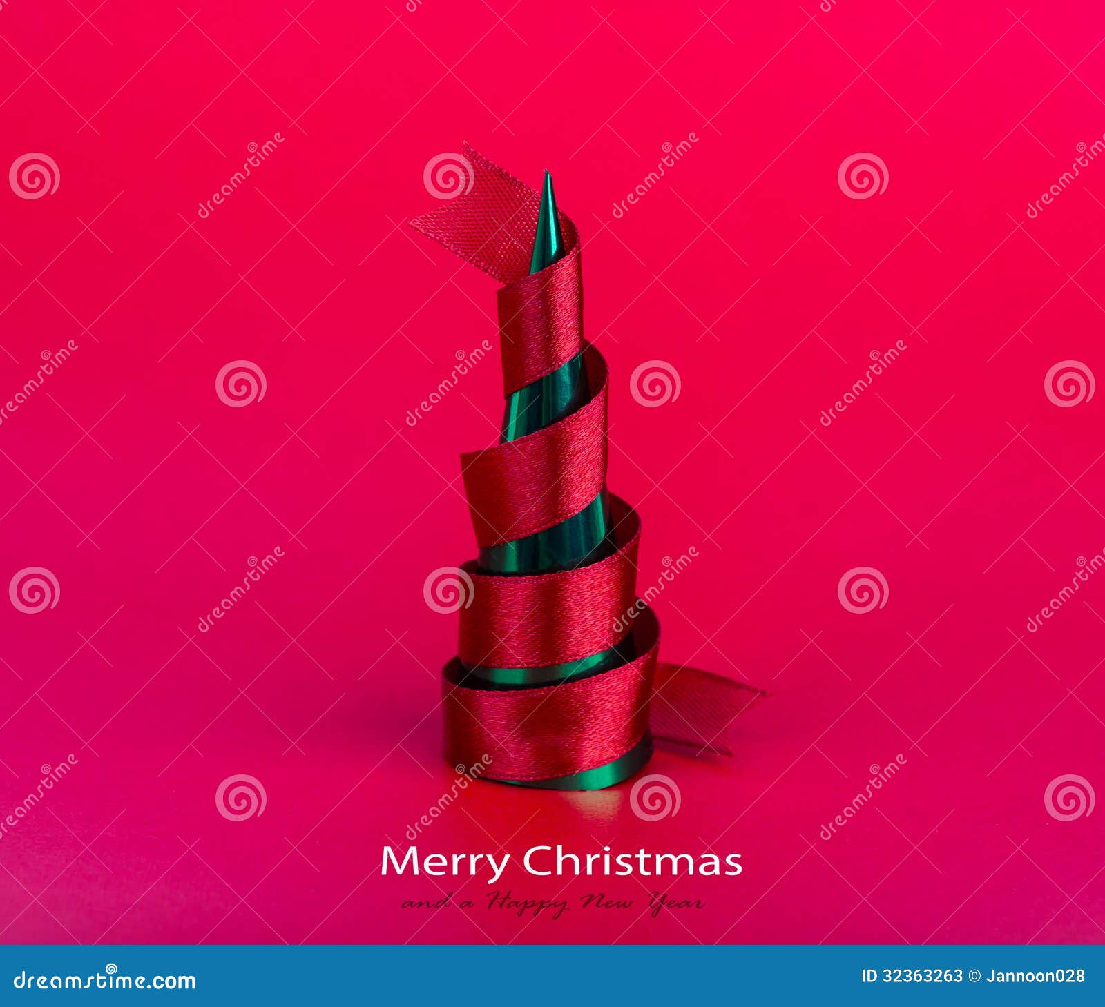 Red Ribbon Christmas tree stock image. Image of star - 32363263