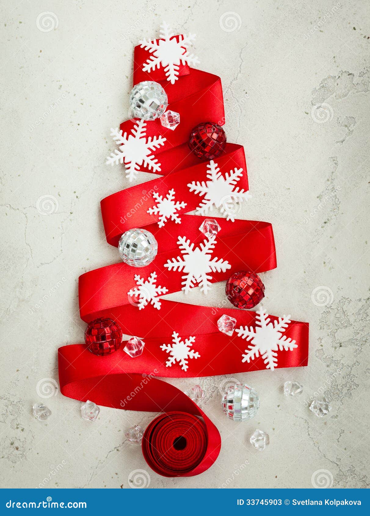 Red Ribbon Christmas Tree stock image. Image of composition - 33745903