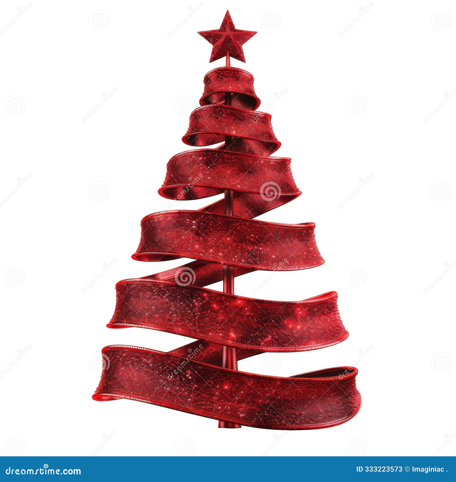 Red Ribbon Christmas Tree with Star Topper Stock Illustration ...