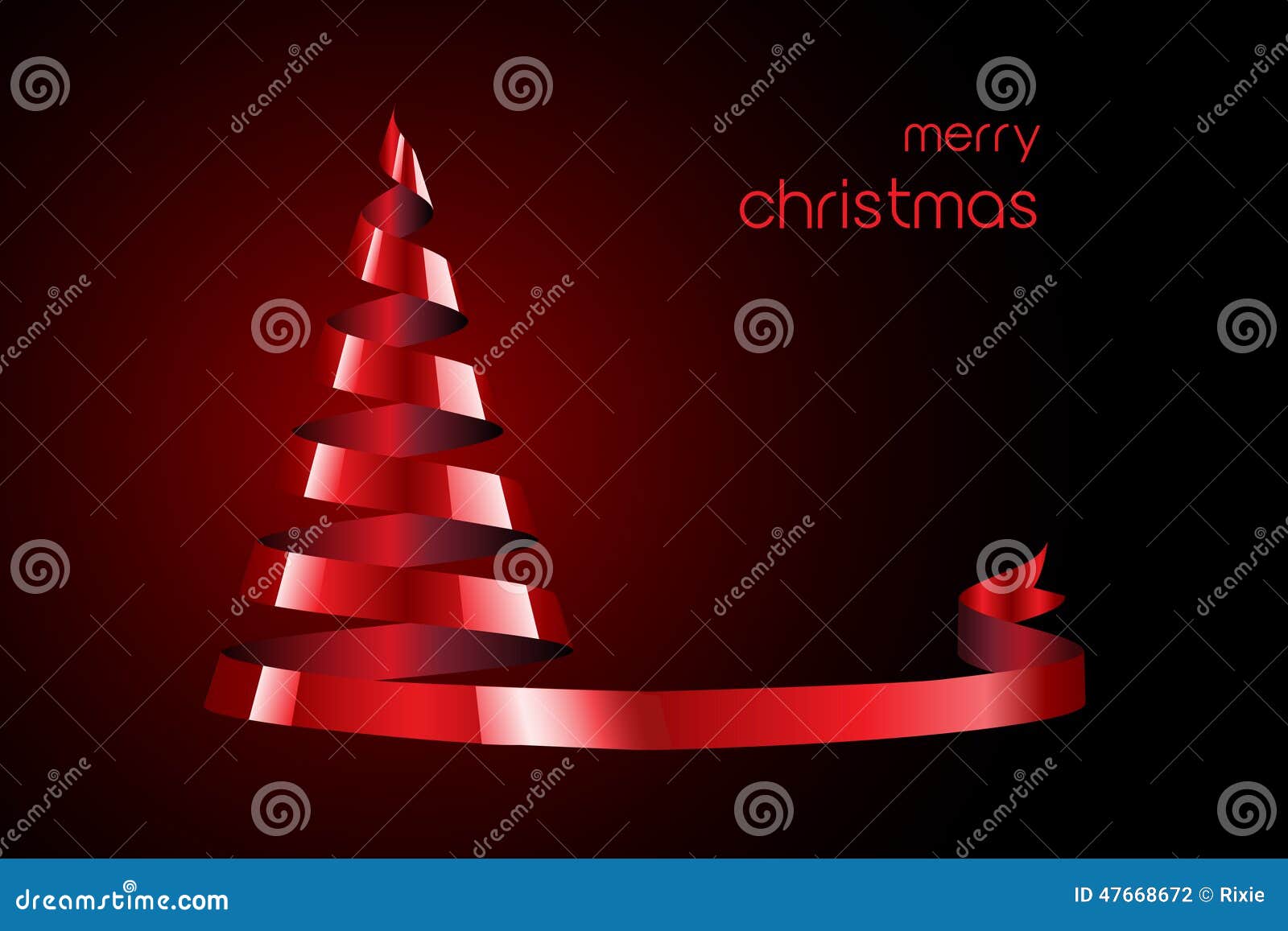 Red Ribbon Christmas tree stock vector. Illustration of xmas - 47668672