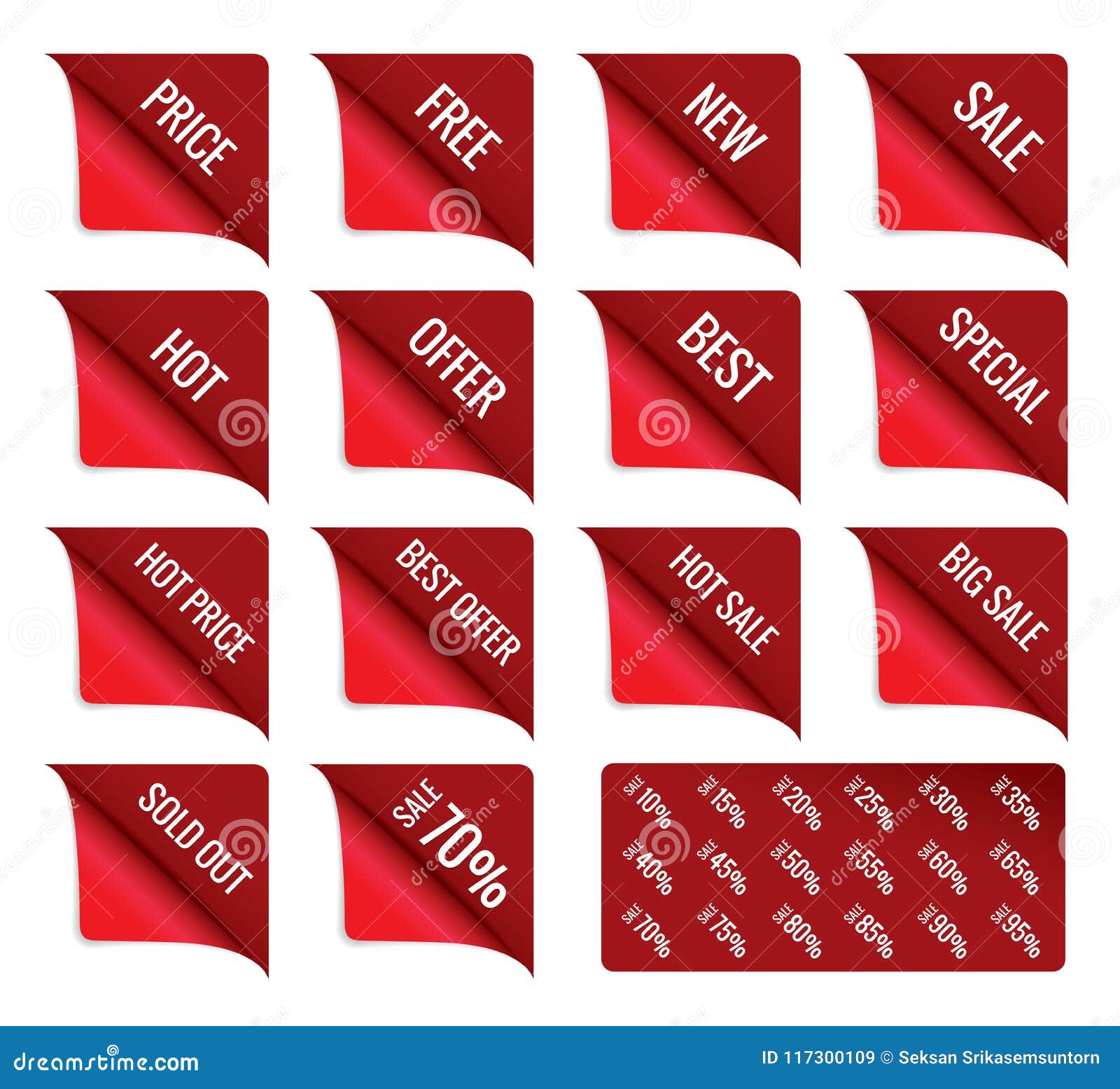 Red ribbon corner stock vector. Illustration of advertising - 117300109