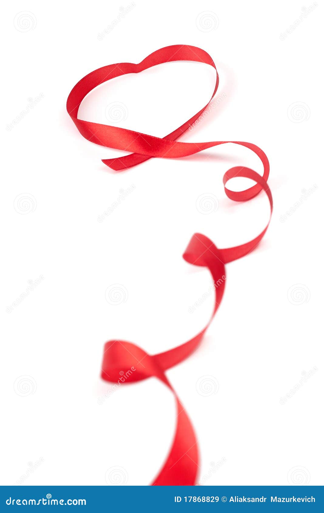 Red Ribbon Curled in Heart Shape Stock Image - Image of design, closeup ...