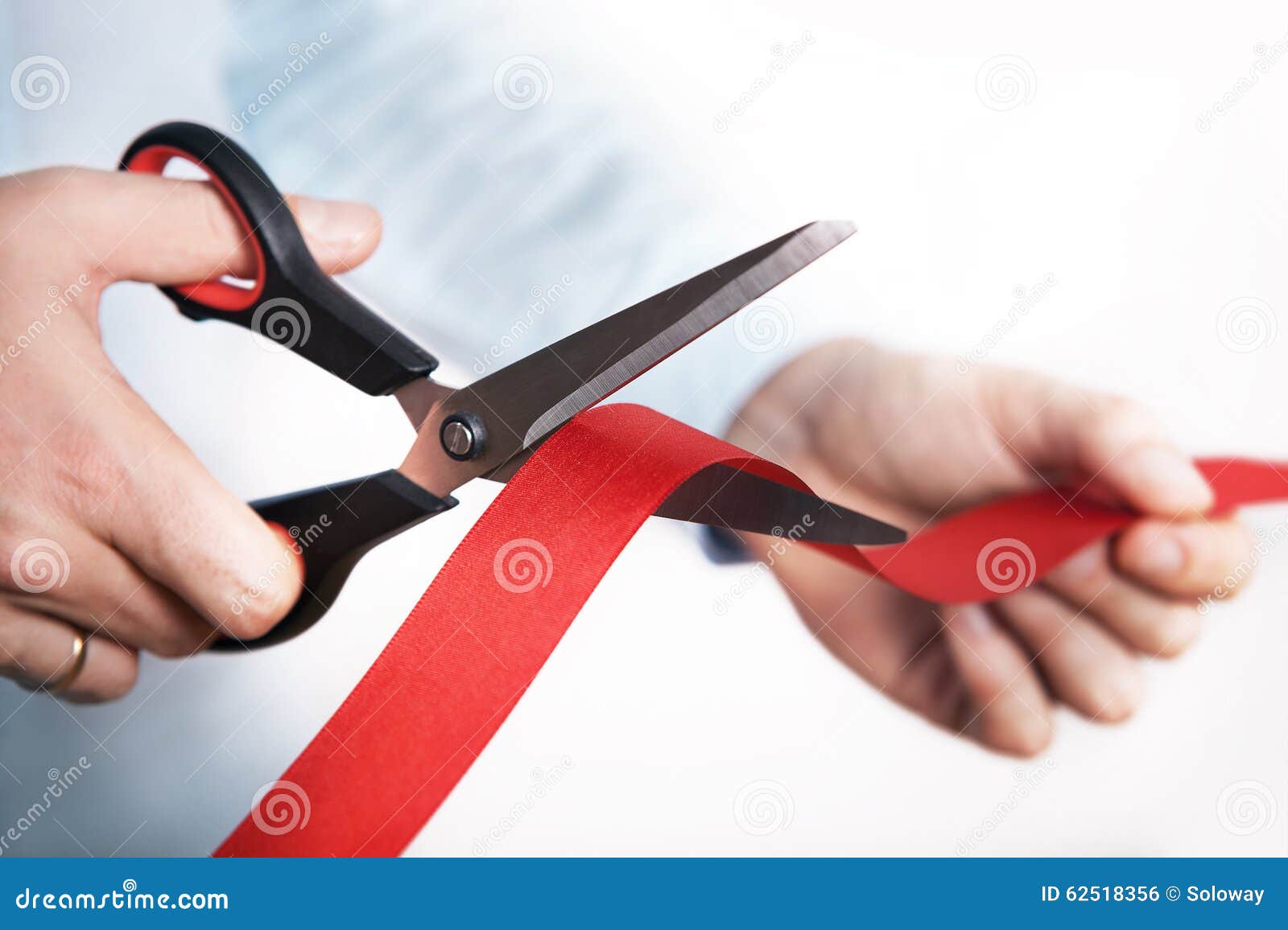 Red Ribbon Cutting for Open New Project Stock Photo - Image of grand ...