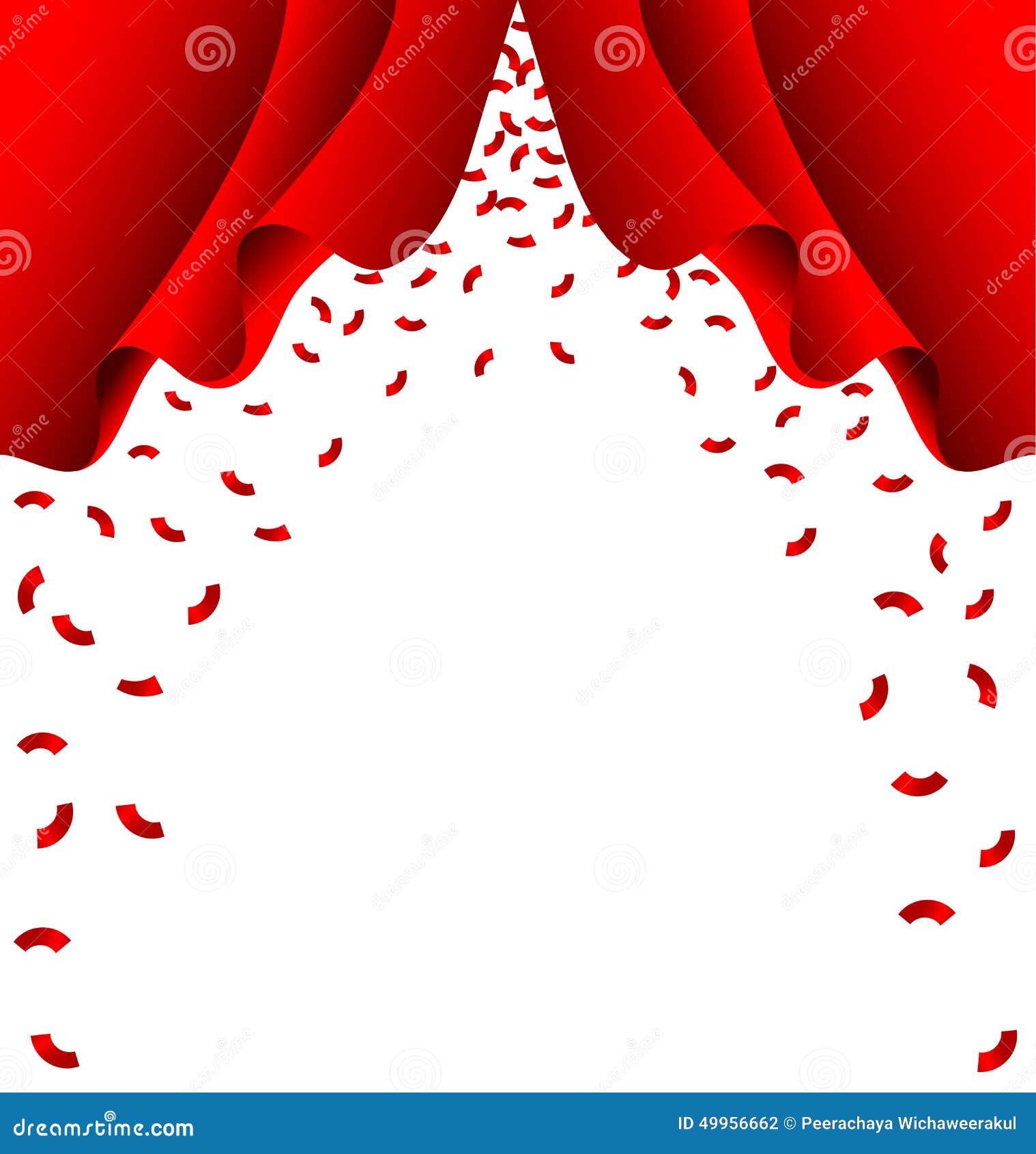 Red Ribbon Fall from Red Curtain on White Background Stock Vector ...