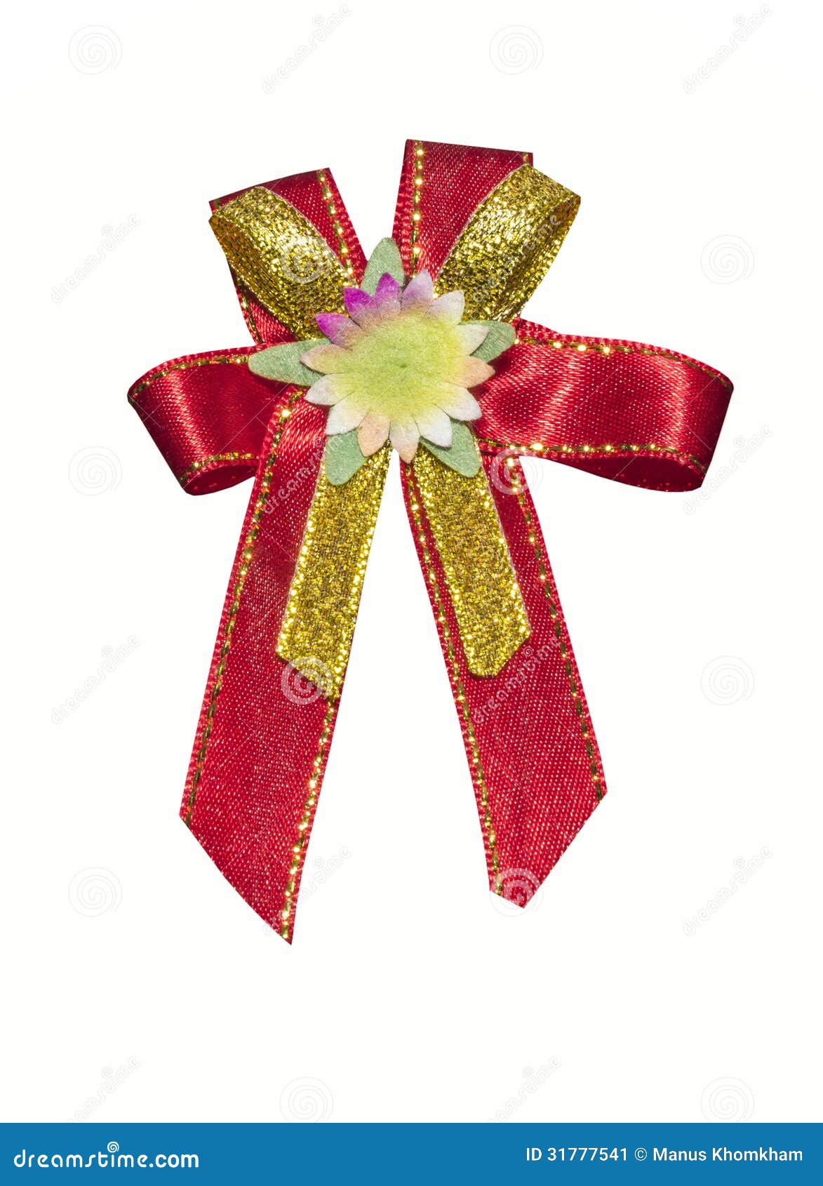 Red Ribbon with Flower on White Stock Image - Image of romance, ribbon ...
