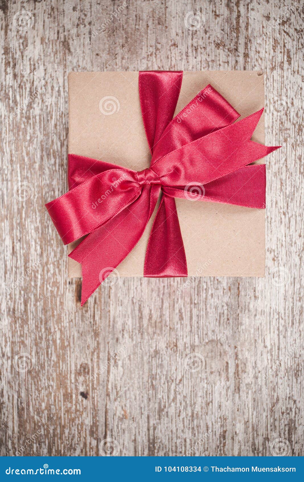 Gift box on wooden table stock photo. Image of christmas - 104108334