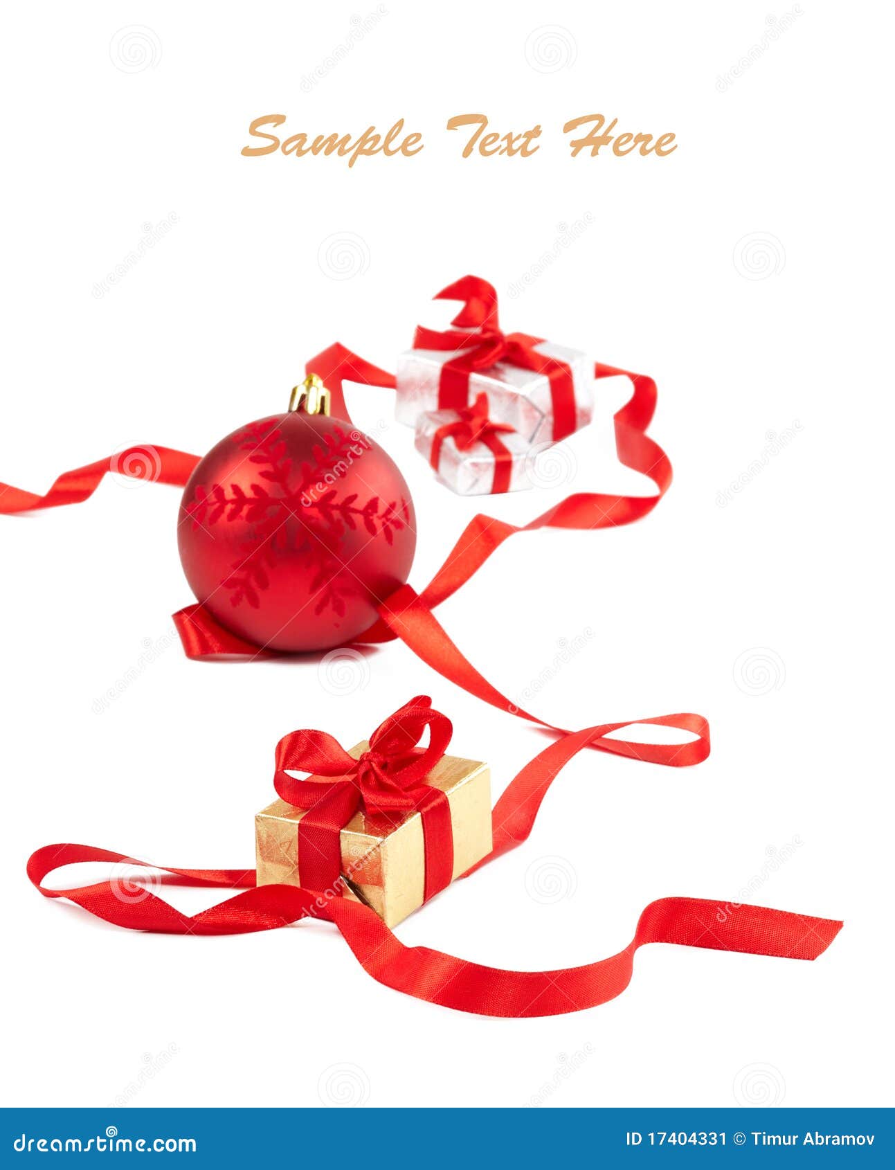 Red Ribbon, Gift Boxes and Balls on White Stock Image - Image of ...