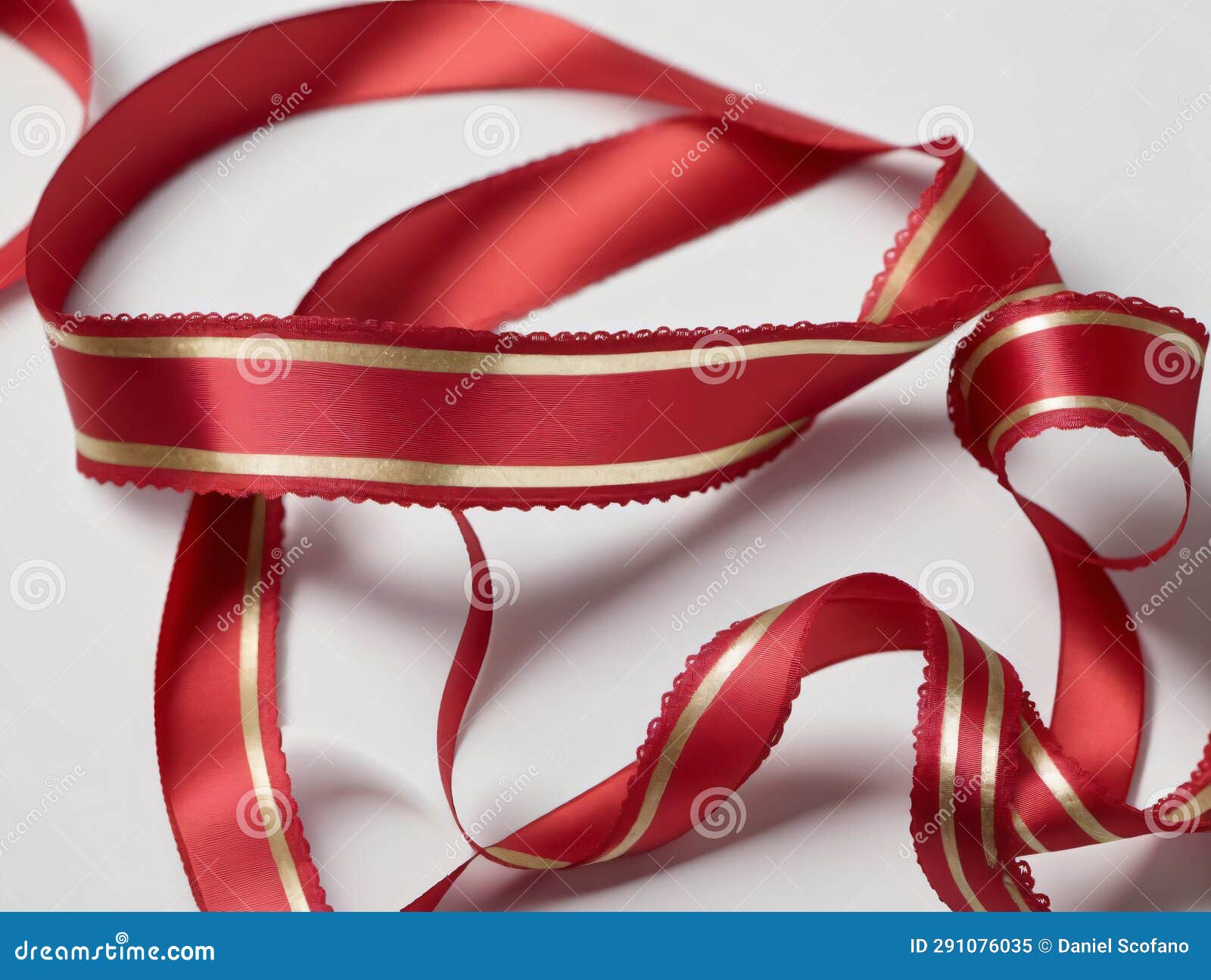 Red Ribbon with Gold Stripes. Generative AI Stock Illustration ...
