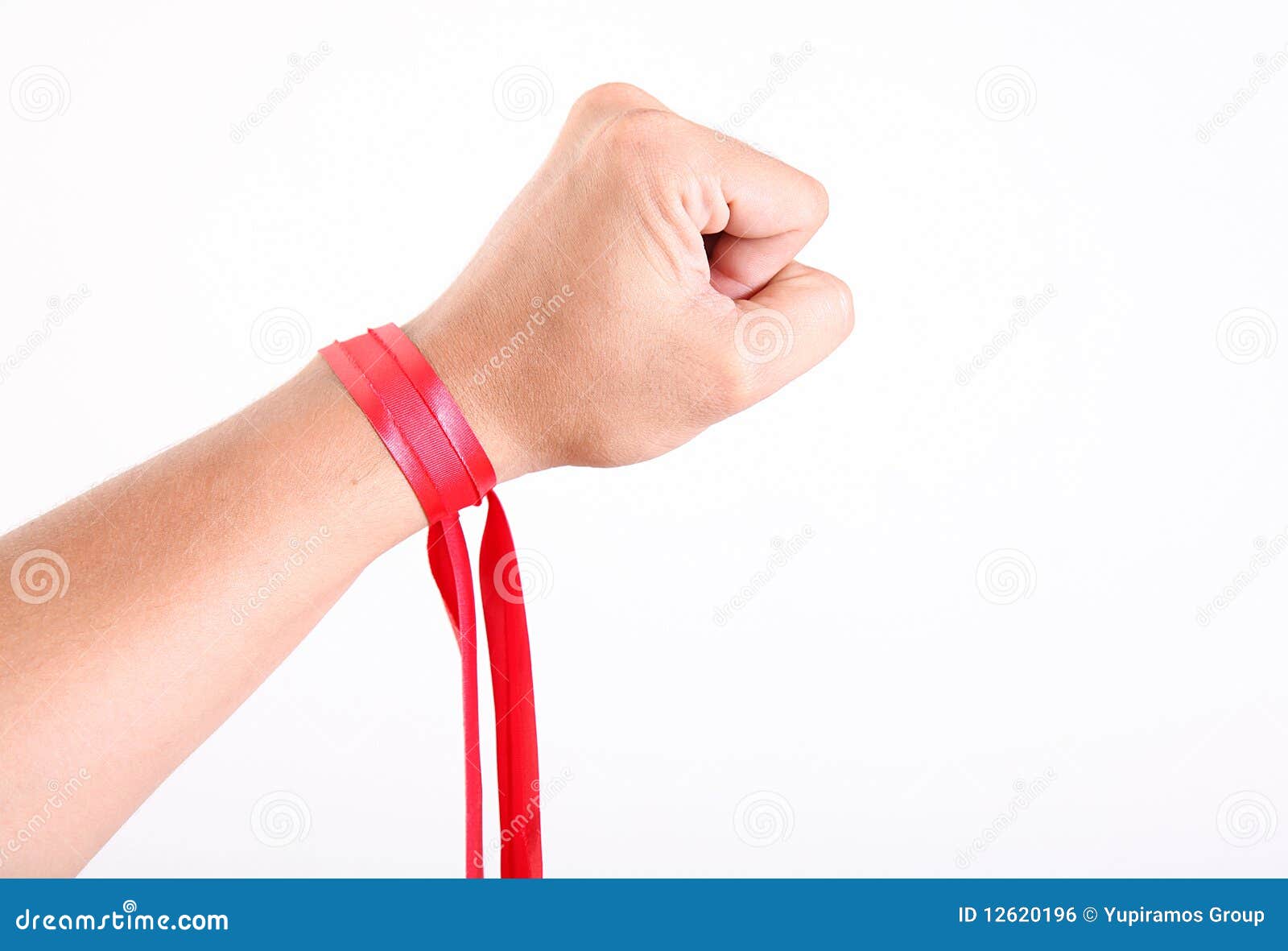 Red ribbon on hand stock photo. Image of tape, help, fingers - 12620196