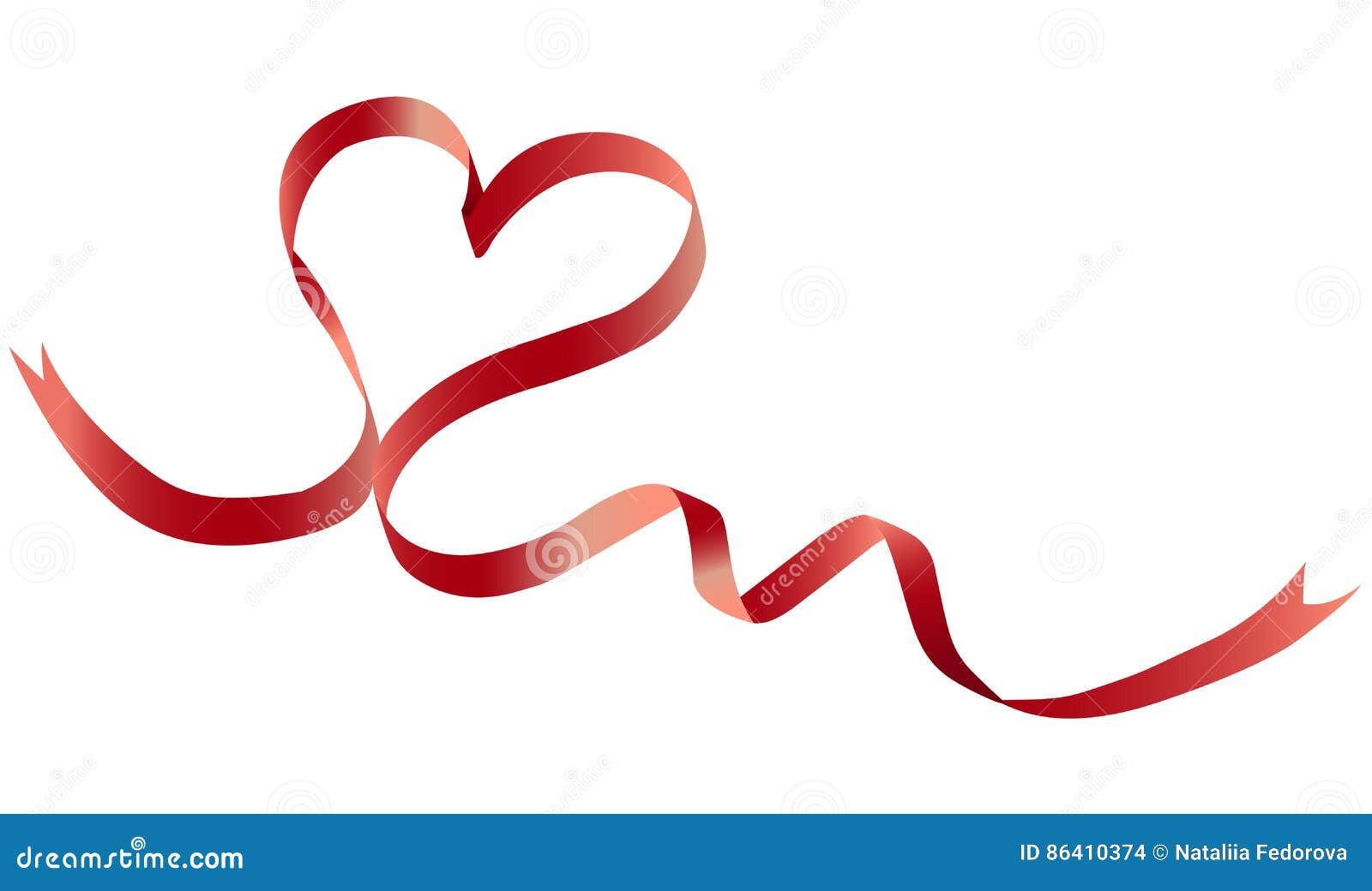 Red ribbon in heart shape stock illustration. Illustration of ...