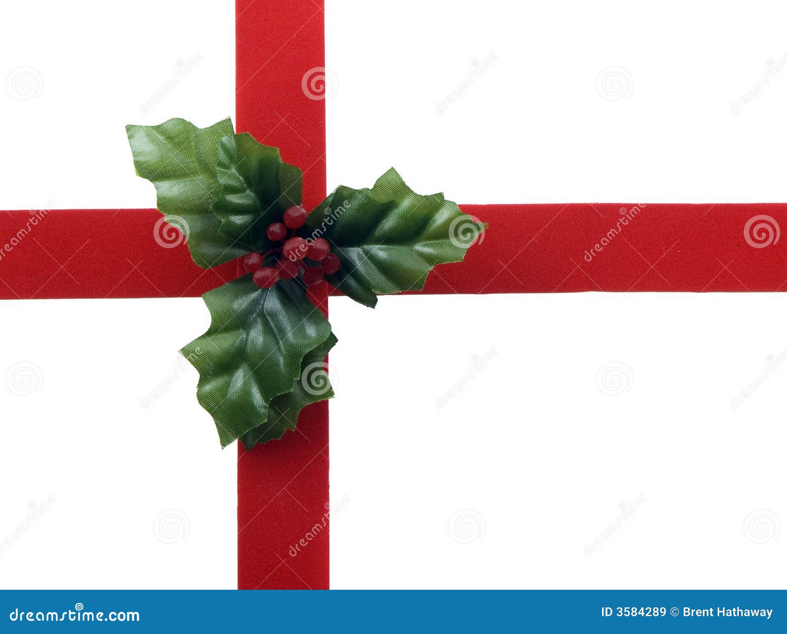 Red ribbon and holly stock image. Image of xmas, space - 3584289