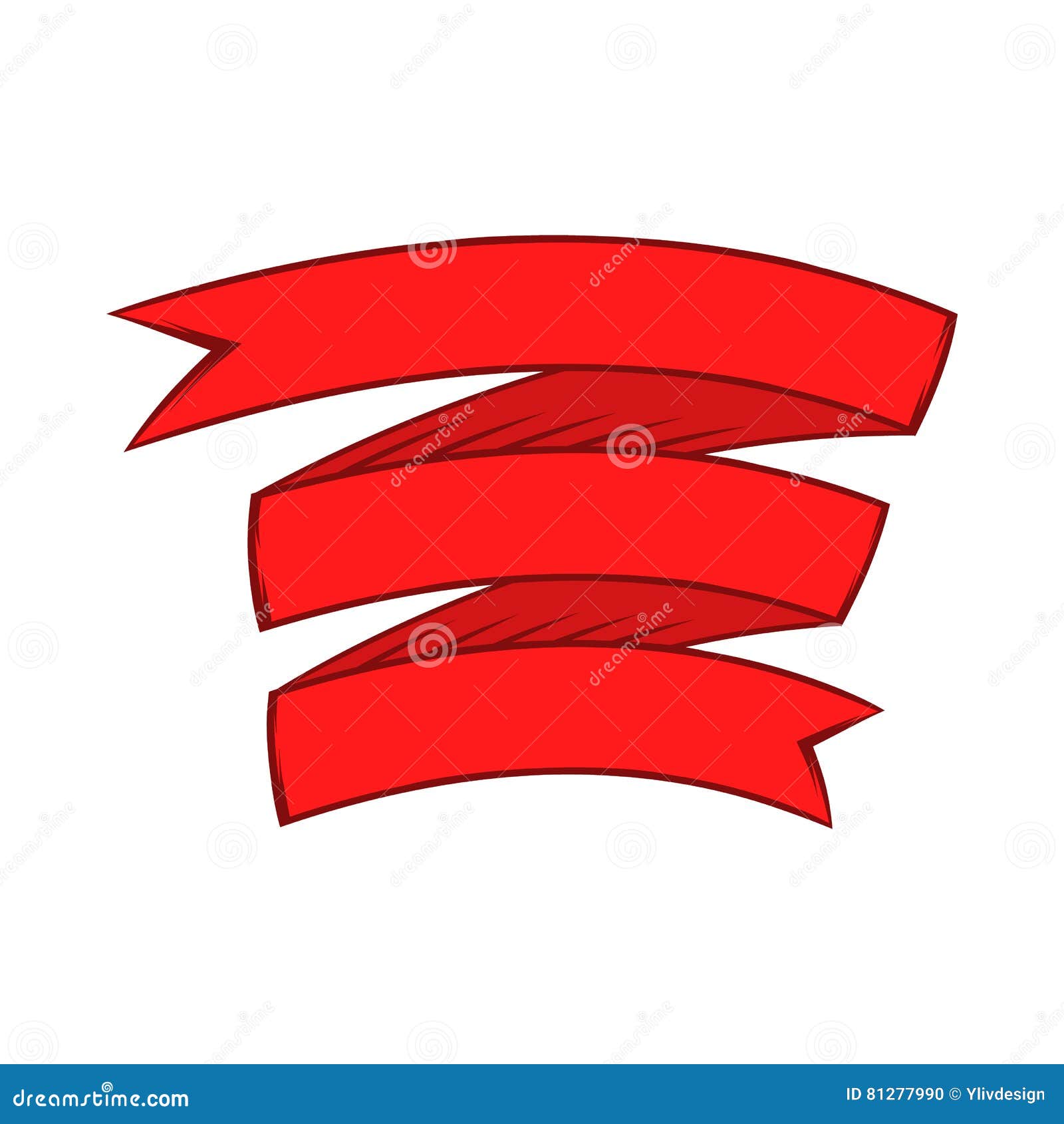 Red Ribbon Icon, Cartoon Style Stock Vector - Illustration of line ...