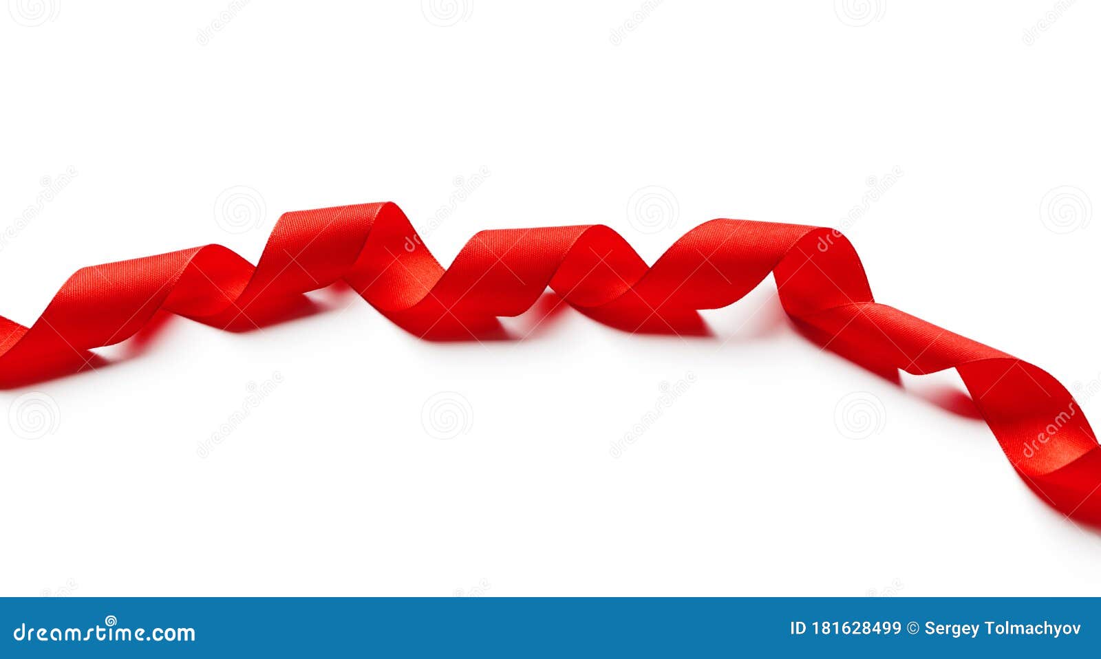 Red Ribbon Isolated on White. Close Up. Stock Image - Image of note ...