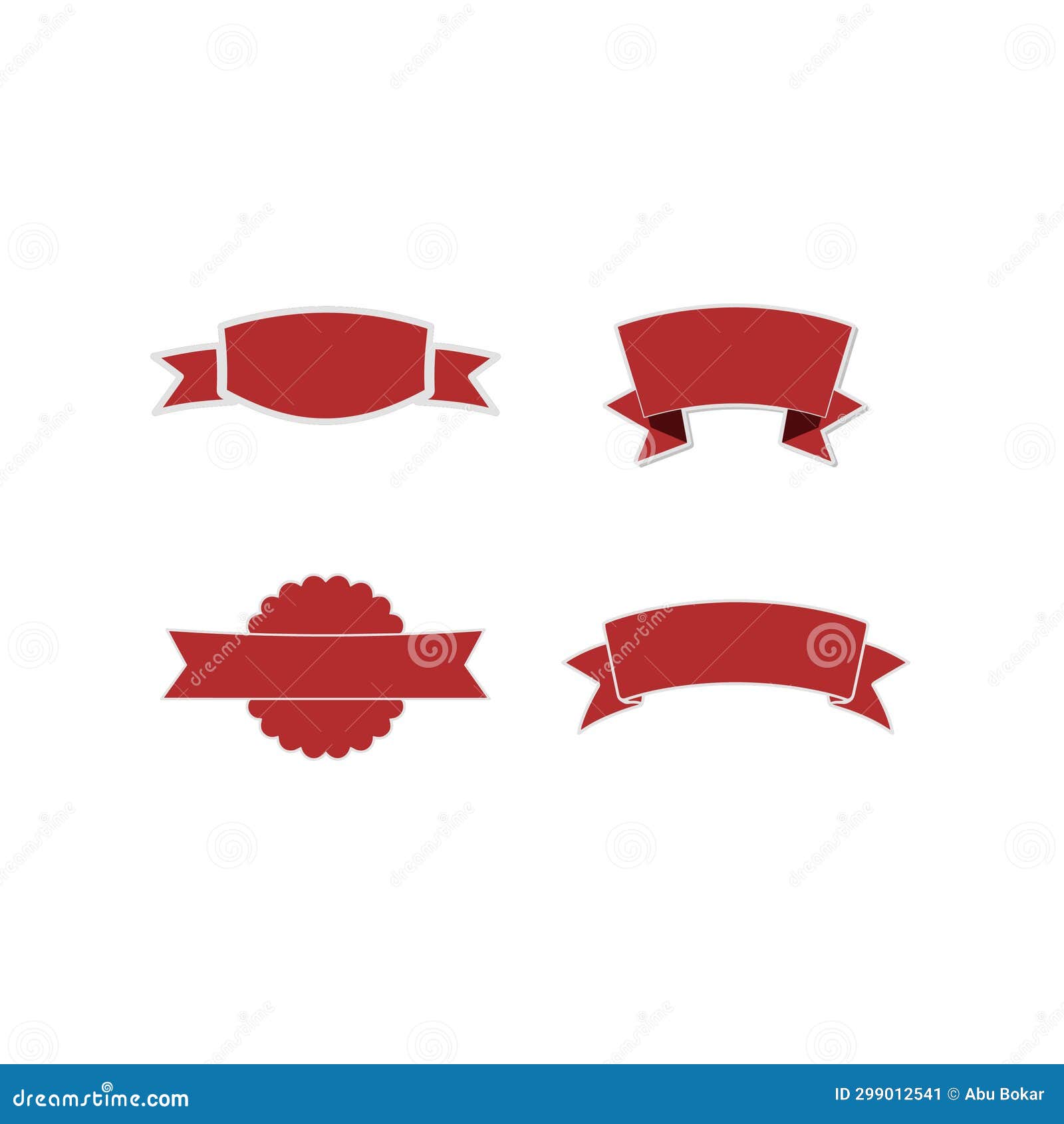 Red Ribbon Label Vector Set. Stock Vector - Illustration of isolated ...