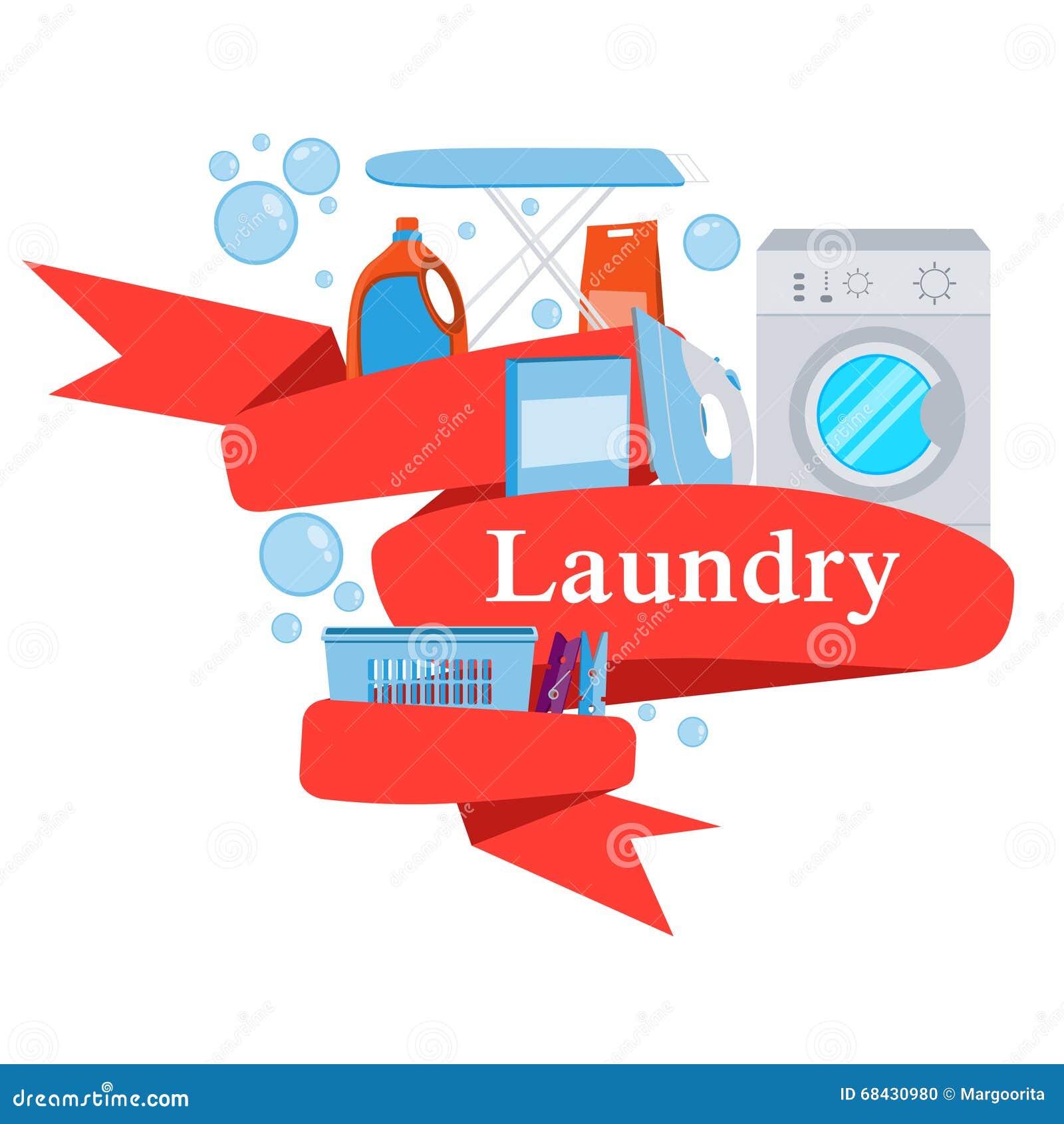 Red Ribbon laundry stock vector. Illustration of object - 68430980