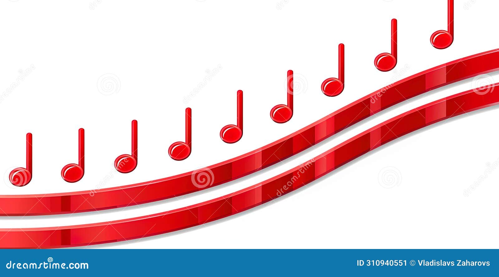 Red Ribbon with Musical Notes Pattern Stock Illustration - Illustration ...