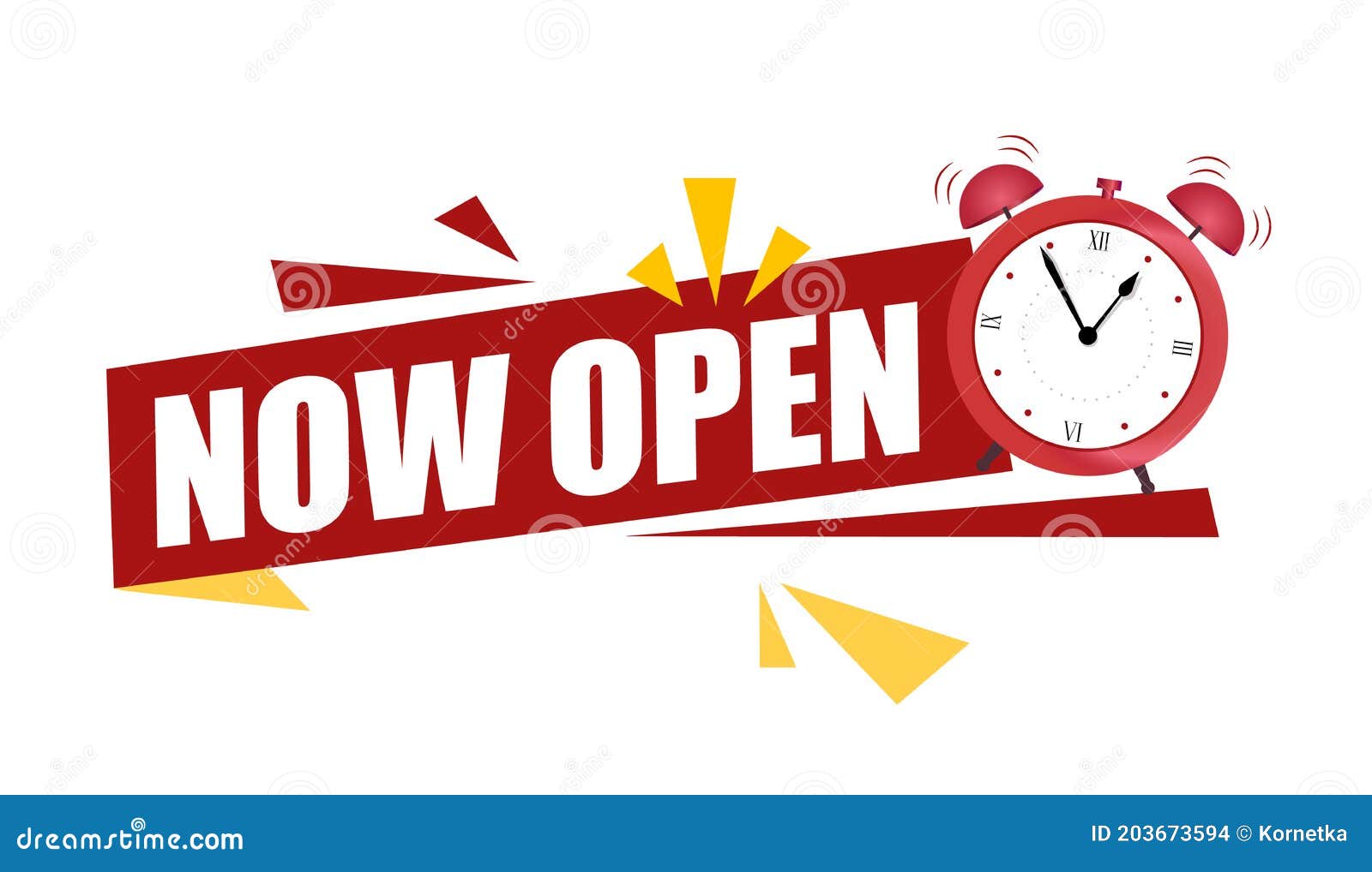 Red Ribbon Now Open. Modern Web Banner Element Stock Vector ...