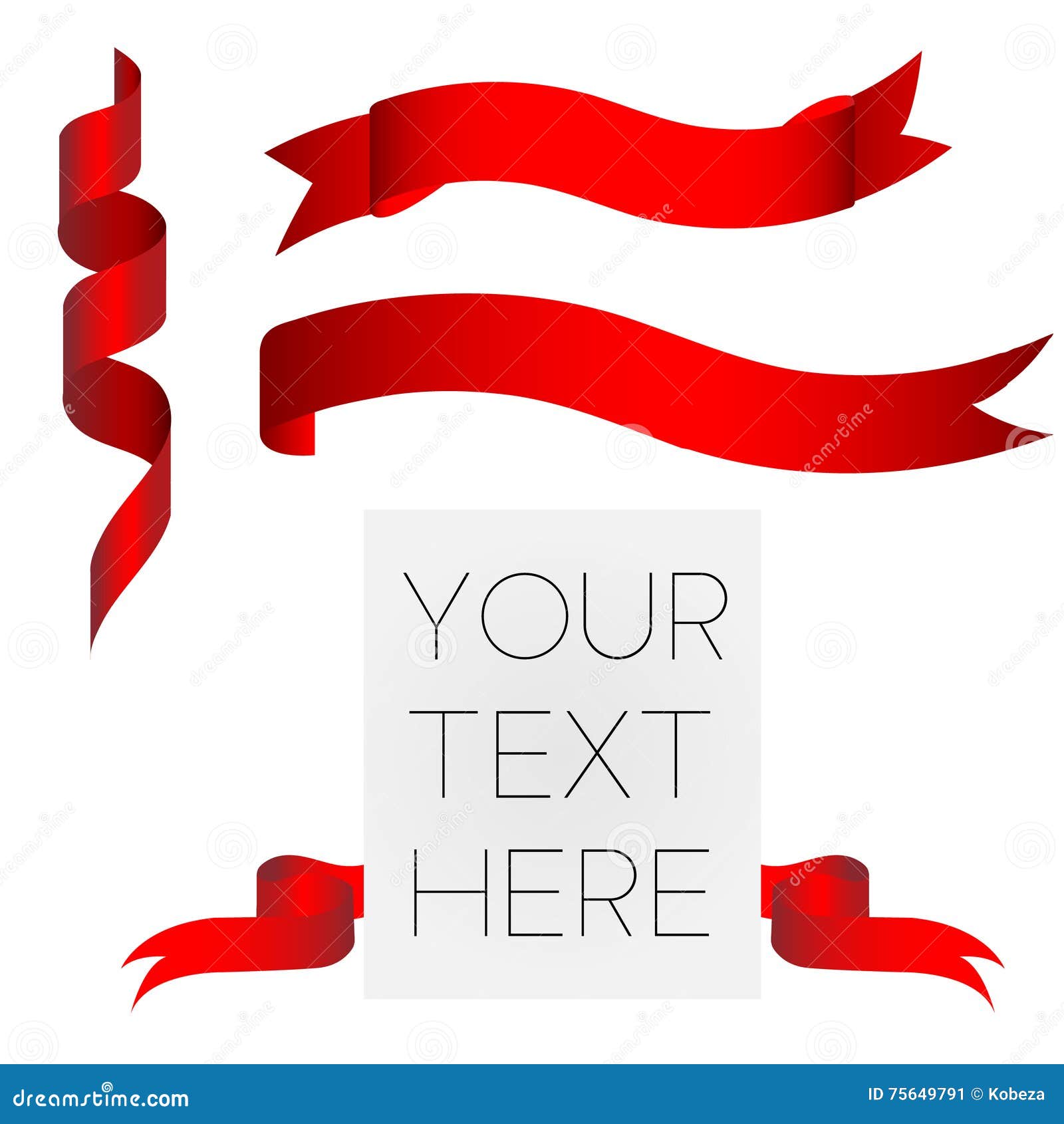 Red ribbon patterns stock vector. Illustration of blank - 75649791