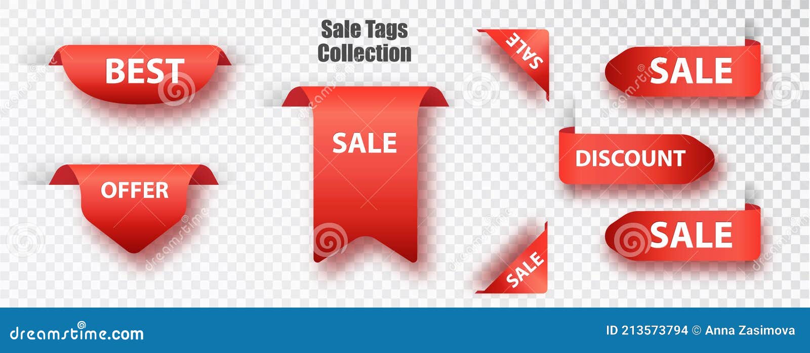 Red ribbon of price tag stock vector. Illustration of label - 213573794