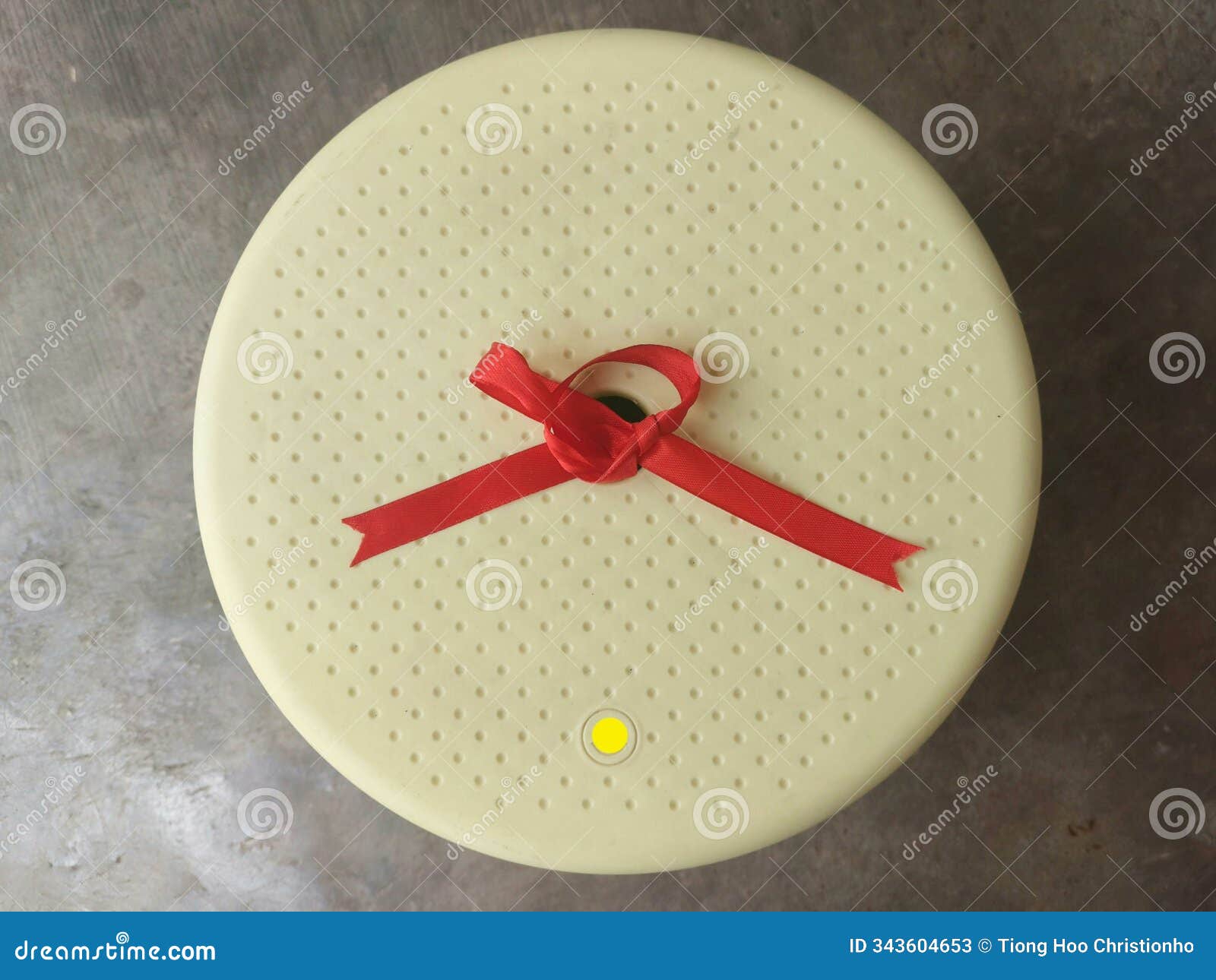 Red Ribbon on Round Surface with Old Grey Background Stock Image ...