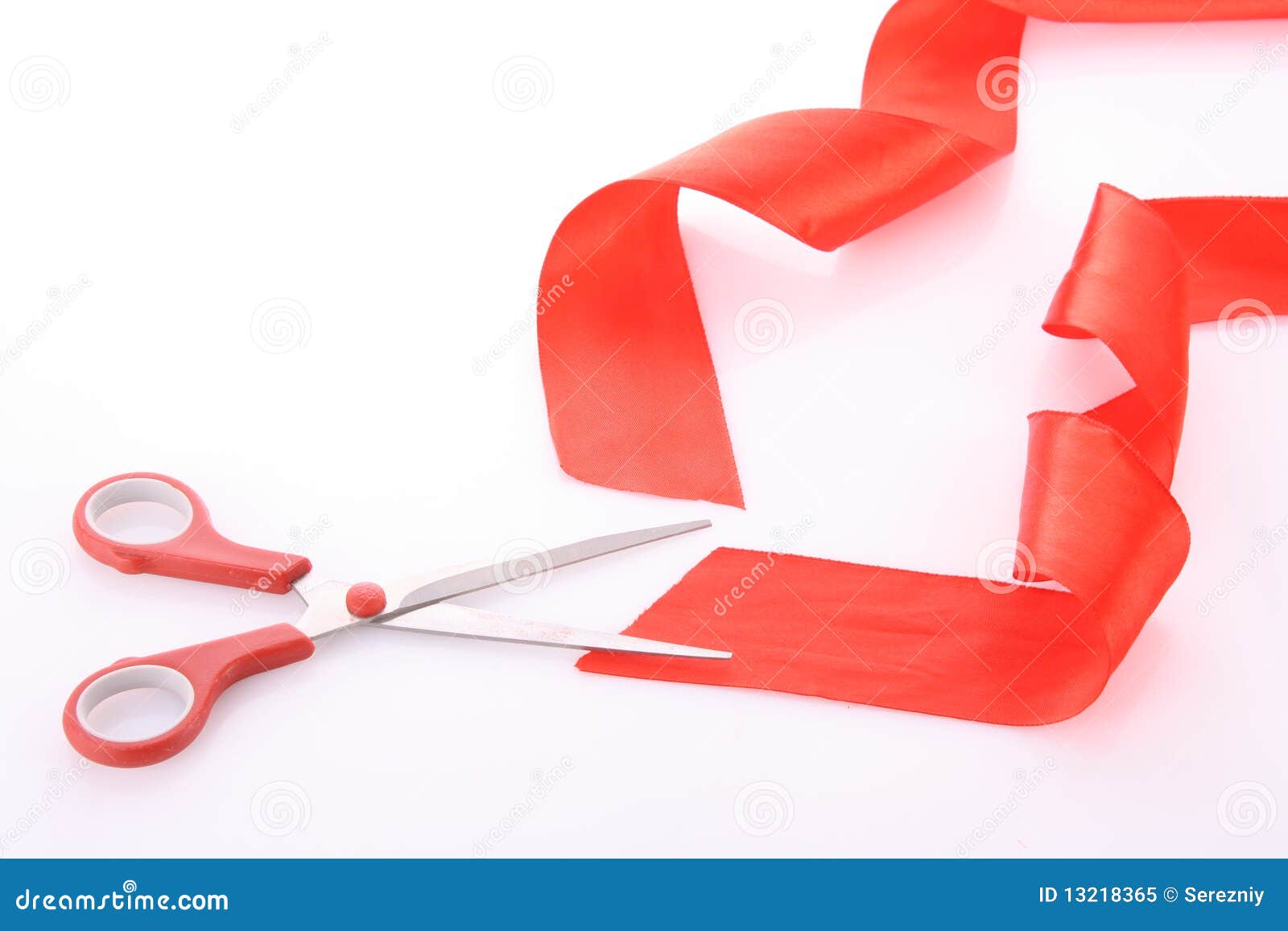 Red Ribbon with Scissors Isolated Stock Image - Image of black, white ...