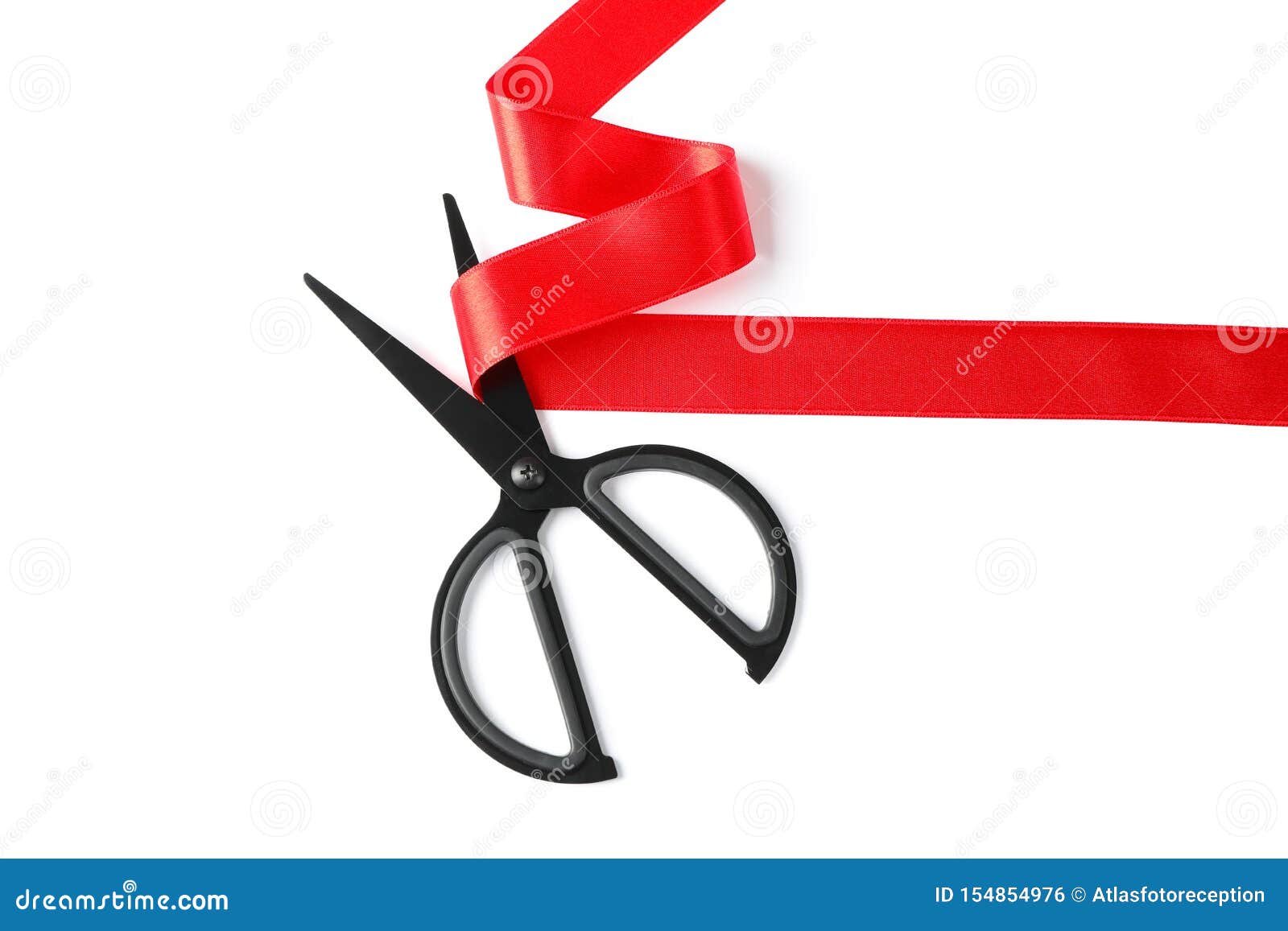 Red Ribbon and Scissors Isolated on White Background Stock Photo ...