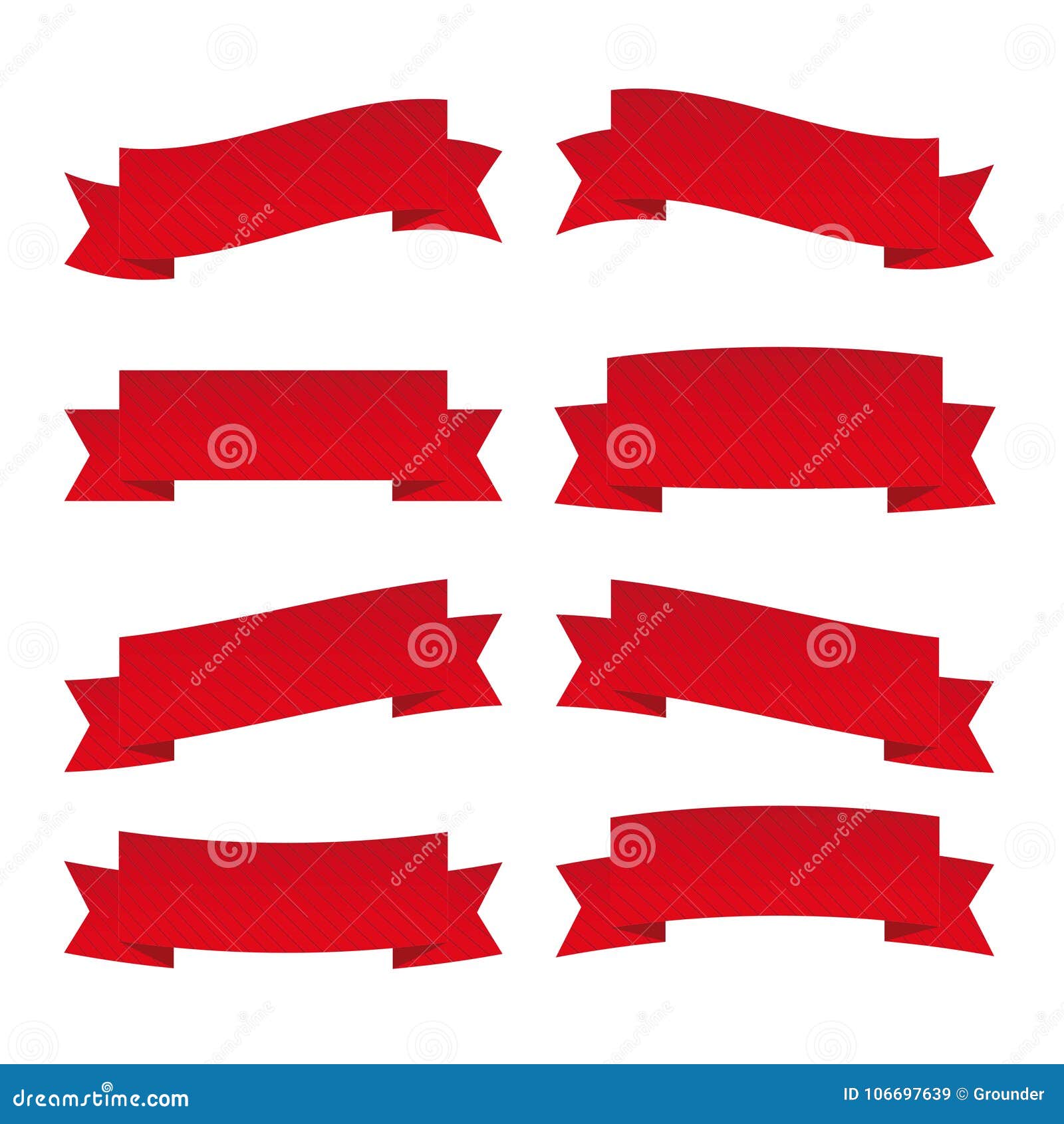 Red ribbon set stock vector. Illustration of collection - 106697639