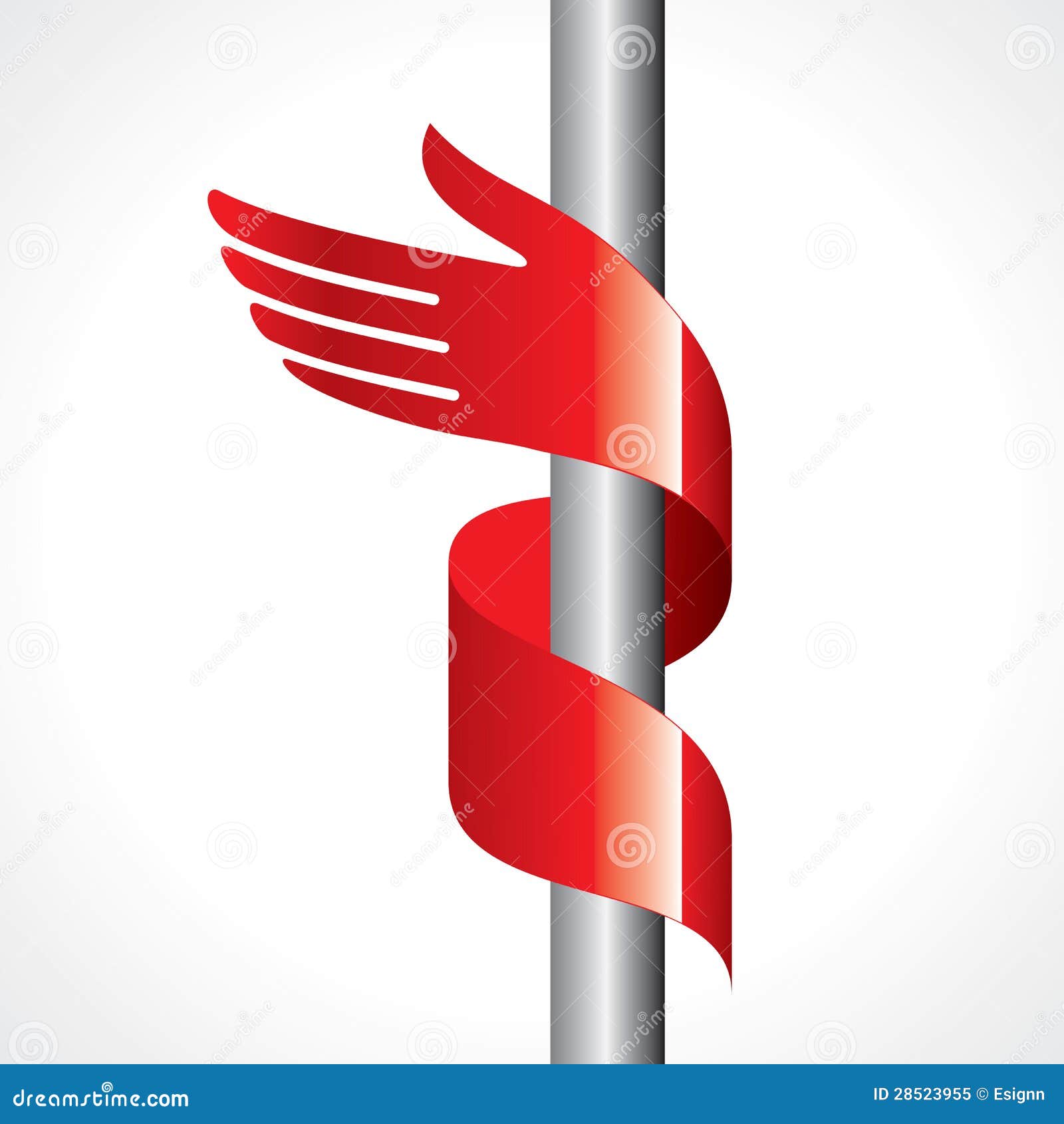 Red Ribbon in Shape of Hand Stock Vector - Illustration of creative ...