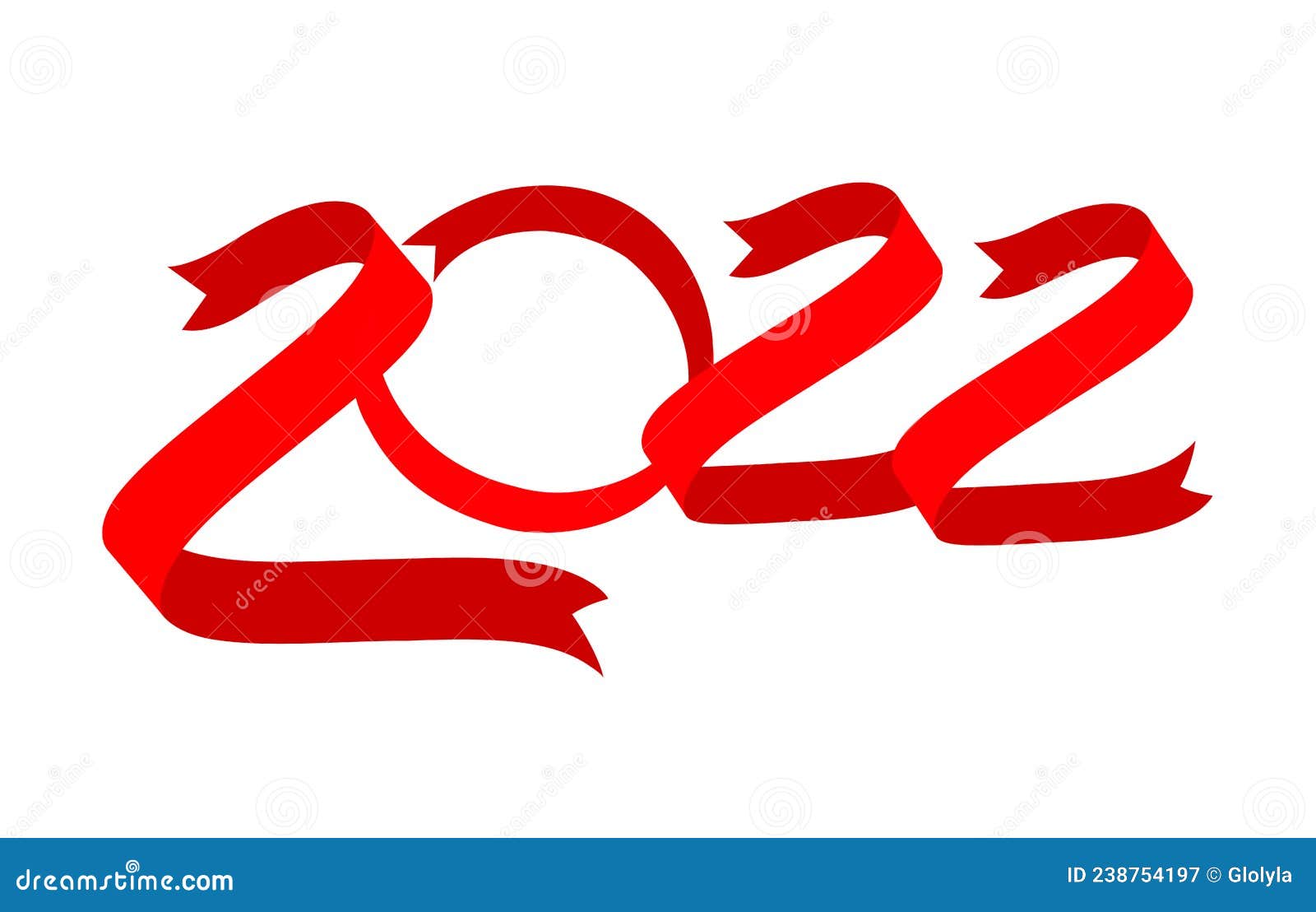 Red ribbon in shape 2022. stock vector. Illustration of celebrate ...