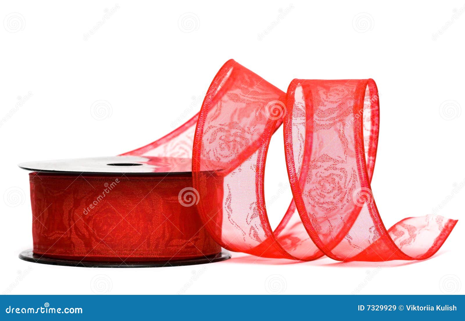 Red ribbon on spool stock image. Image of decorate, isolated - 7329929