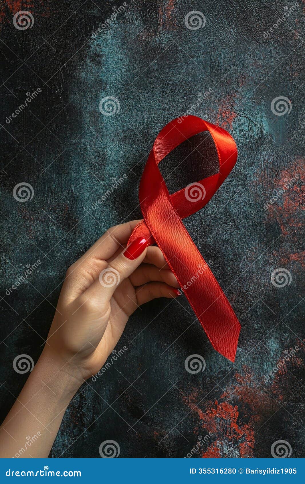 Red Ribbon Symbolizing Awareness and Support for HIV AIDS Displayed in ...