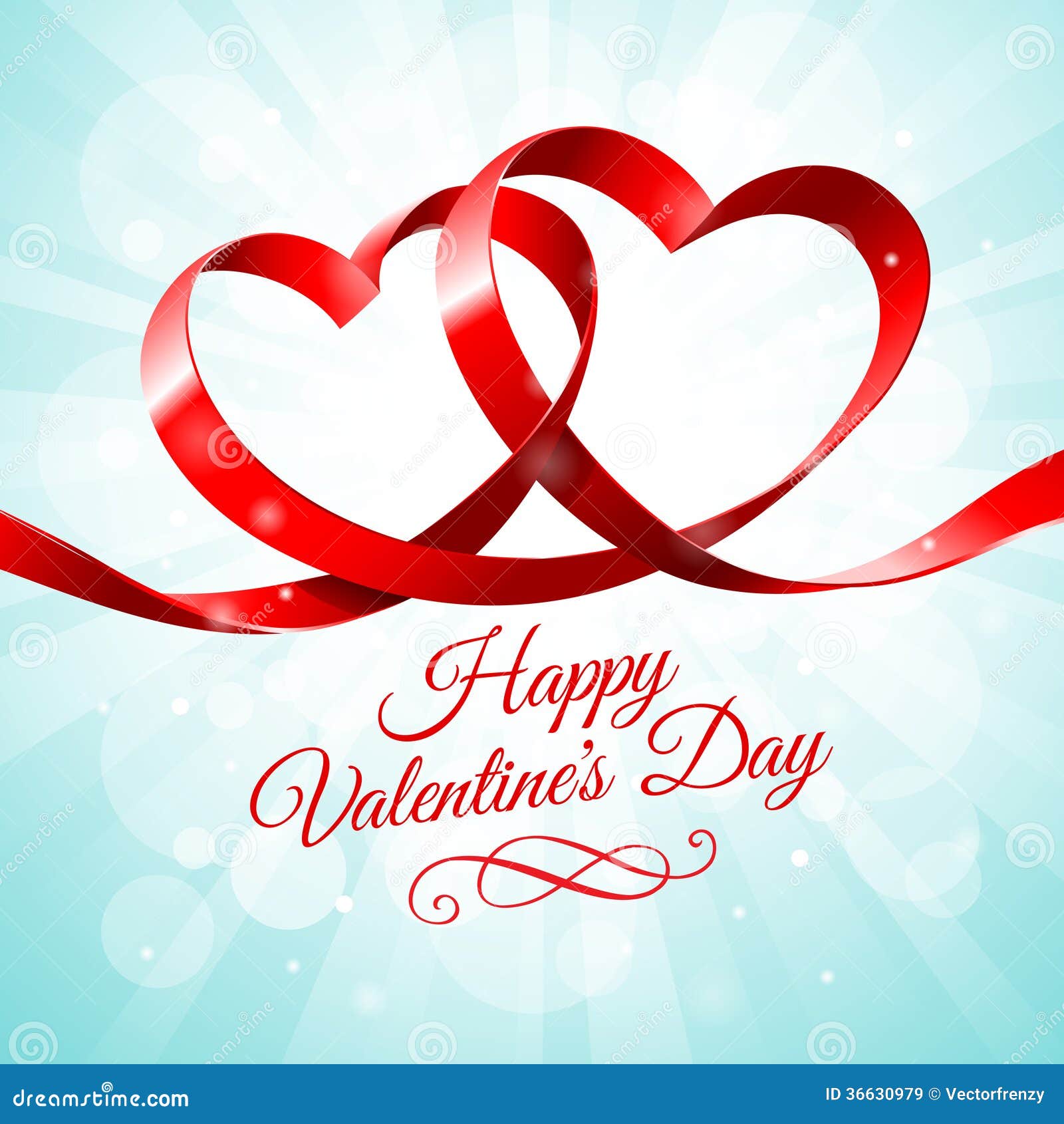 Red Ribbon with Two Hearts Intertwined Stock Vector - Illustration of ...
