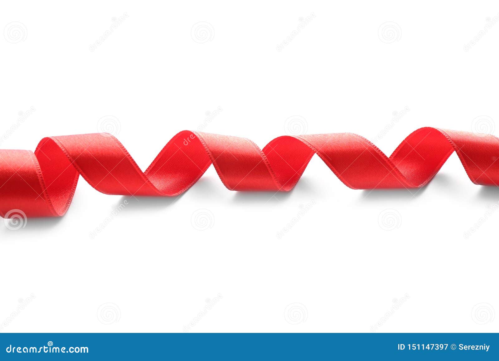 Red Ribbon on White Background Stock Image - Image of fabric, detail ...