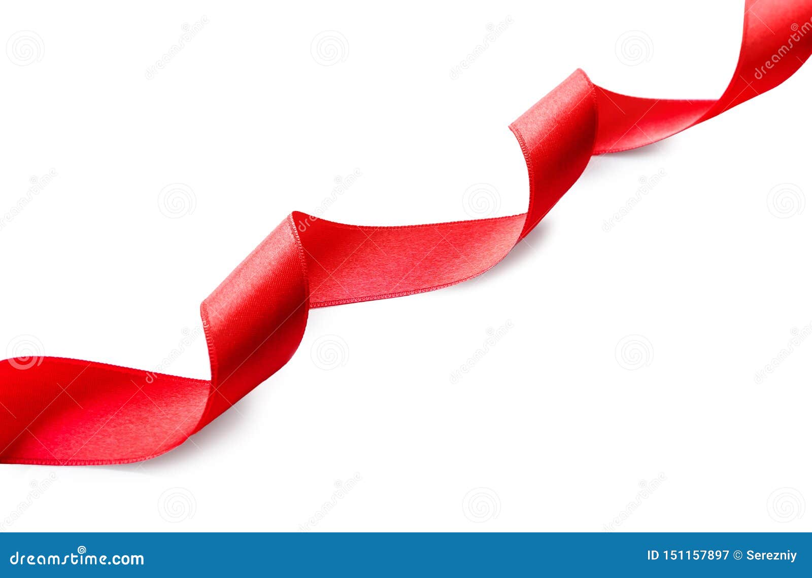 Red Ribbon on White Background Stock Image - Image of element, satin ...