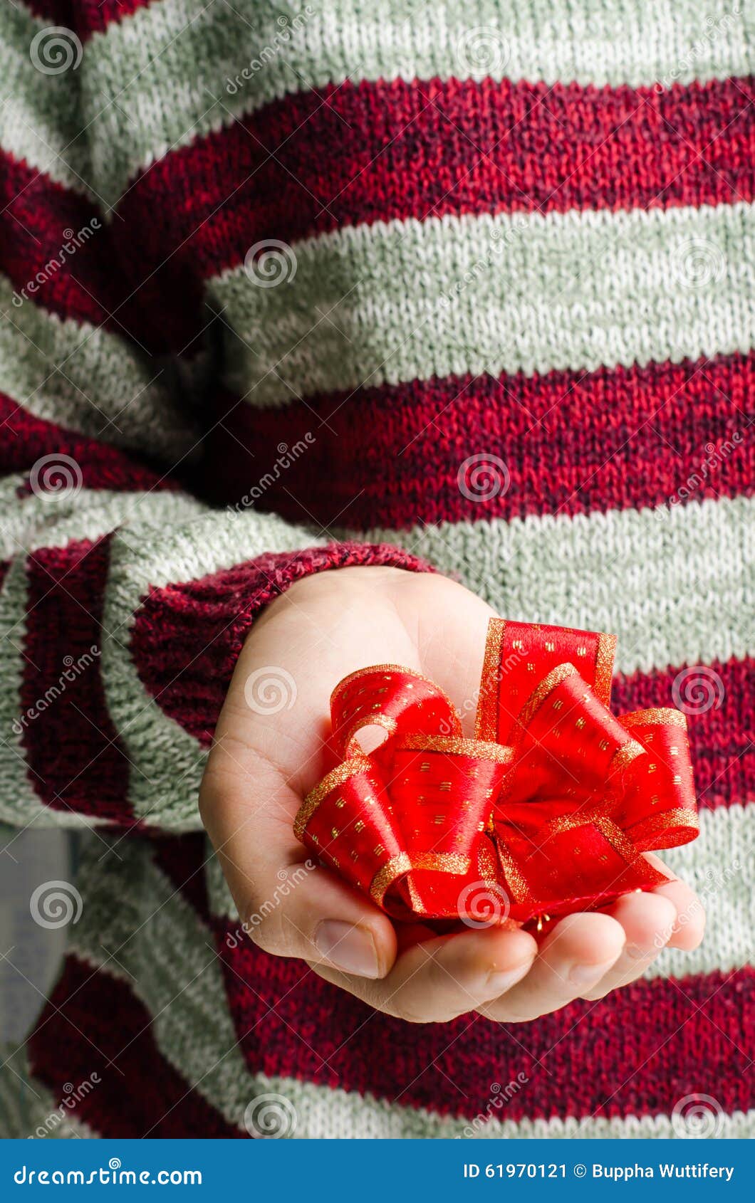 Red ribbon stock image. Image of decoration, hand, giving - 61970121