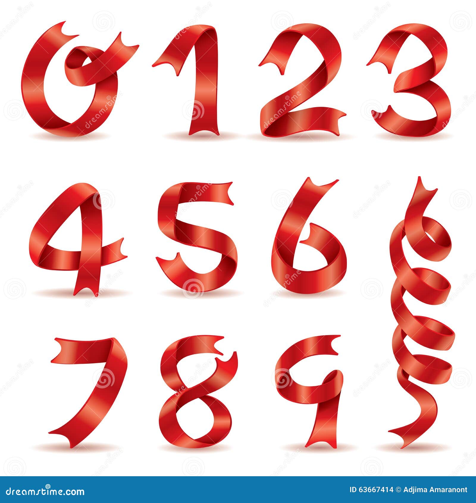 Red Ribbon Words Number Vector Design Stock Vector - Illustration of ...