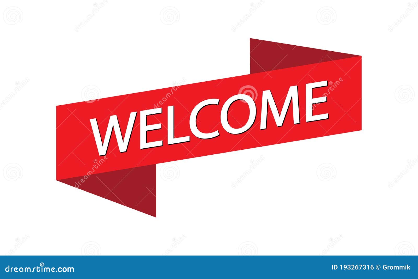Red Ribbon with the Words Welcome for Banner, Sticker and Label. Vector ...