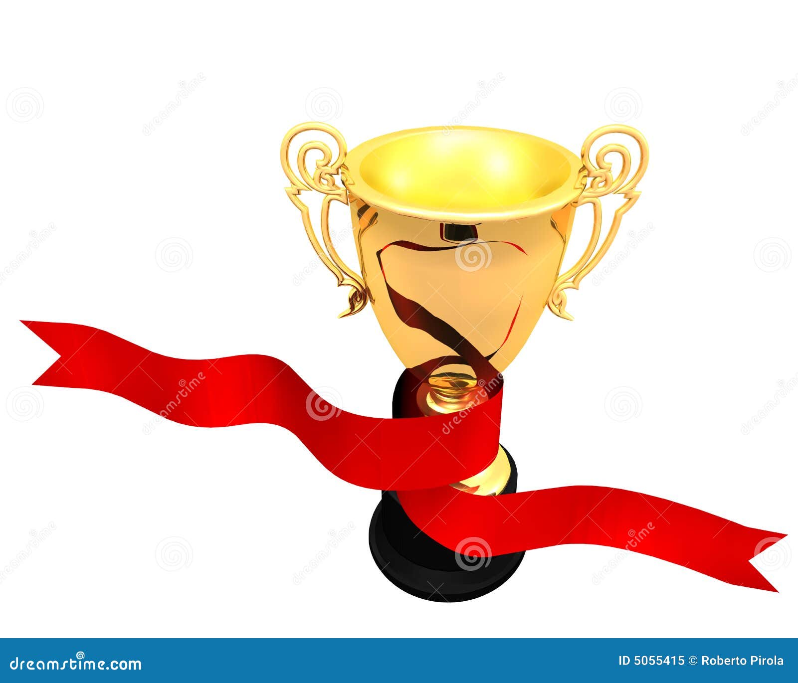 Red Ribbon Wrapping Around a Trophy Cup Stock Illustration ...
