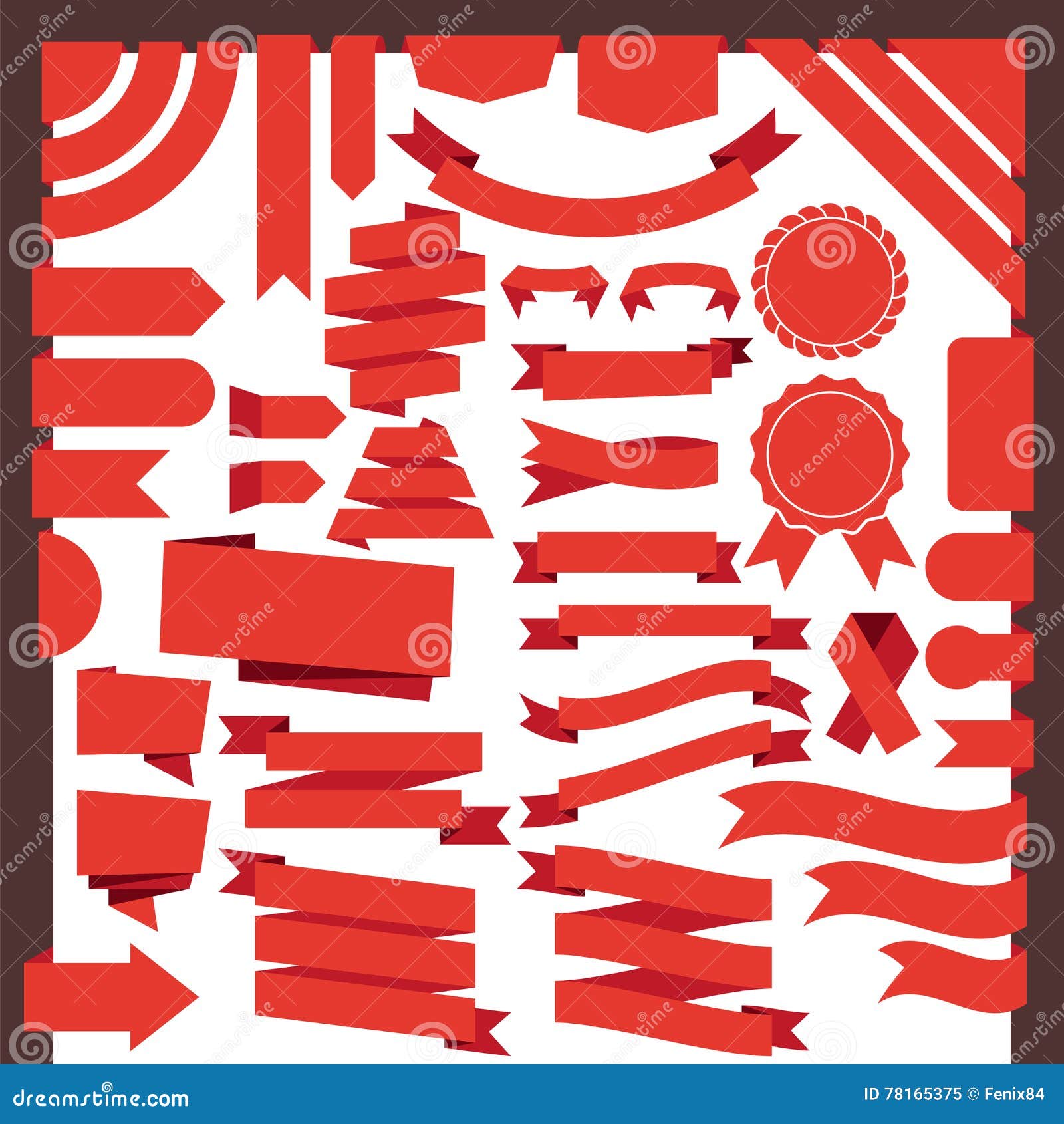 Red Ribbons and Banners in Flat Style. Stock Vector - Illustration of ...